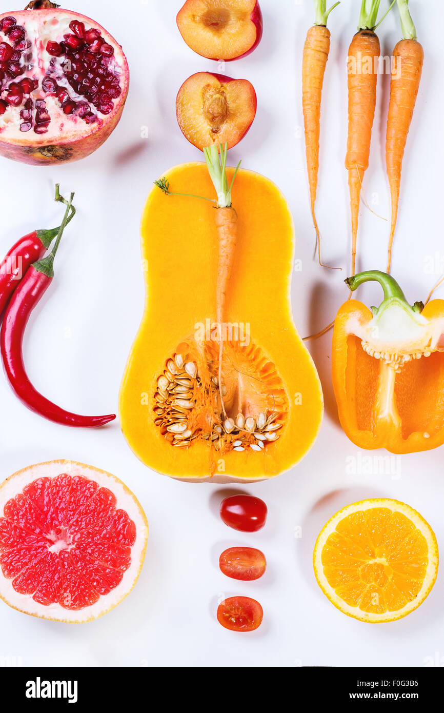 Set of red, orange and yellow vegetables Stock Photo - Alamy