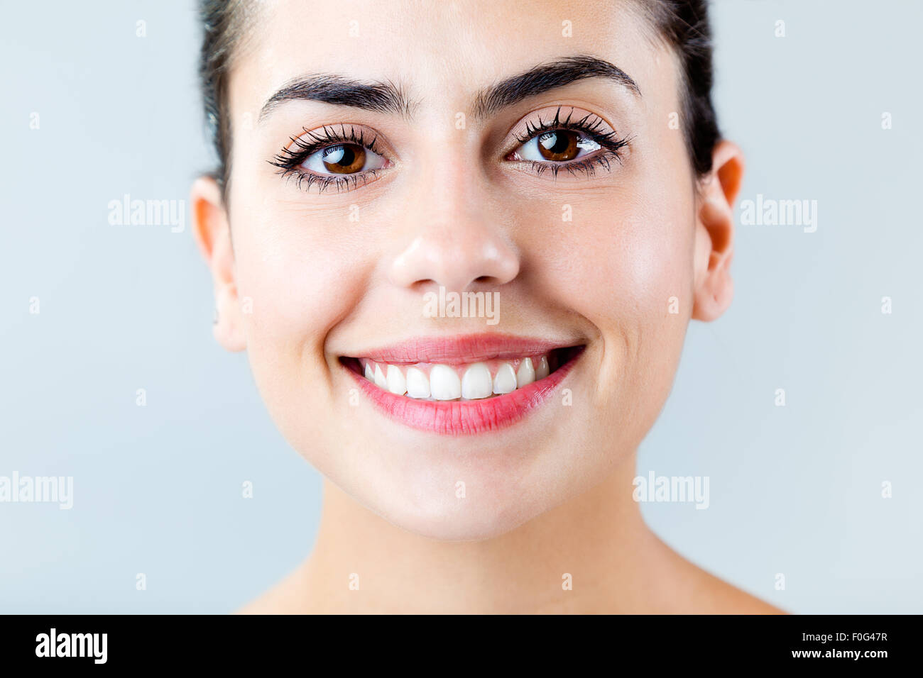 Portrait of beautiful with perfect smile. Isolated on white Stock Photo ...