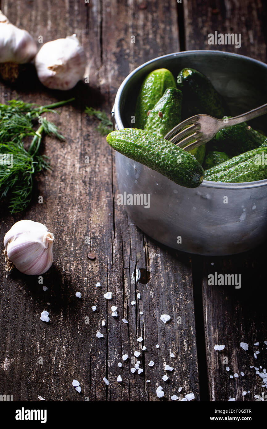 Preparation of low-salt pickled cucumbers Stock Photo - Alamy