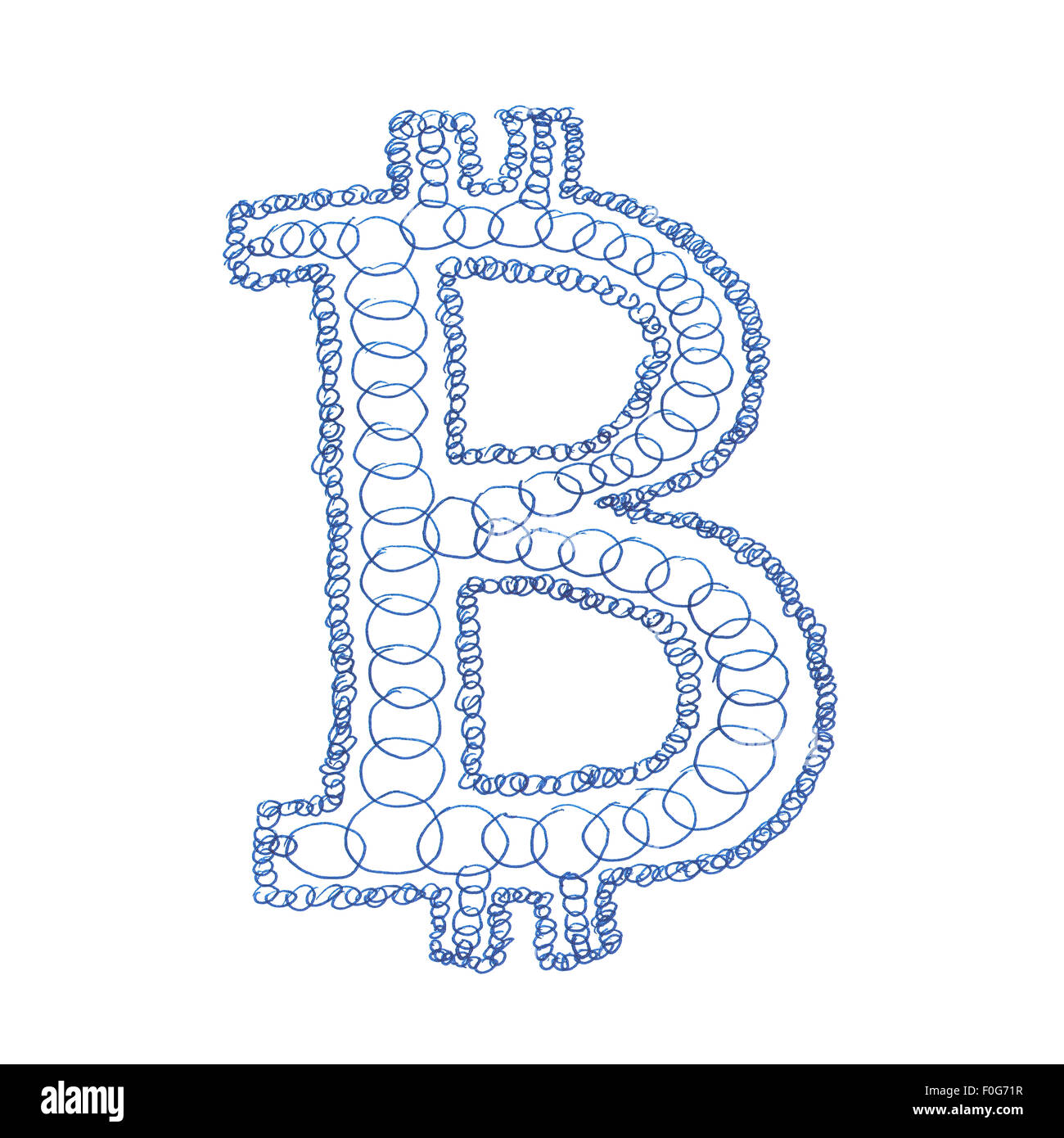 Chain Bitcoin hand-drawn symbol of a digital decentralized crypto ...