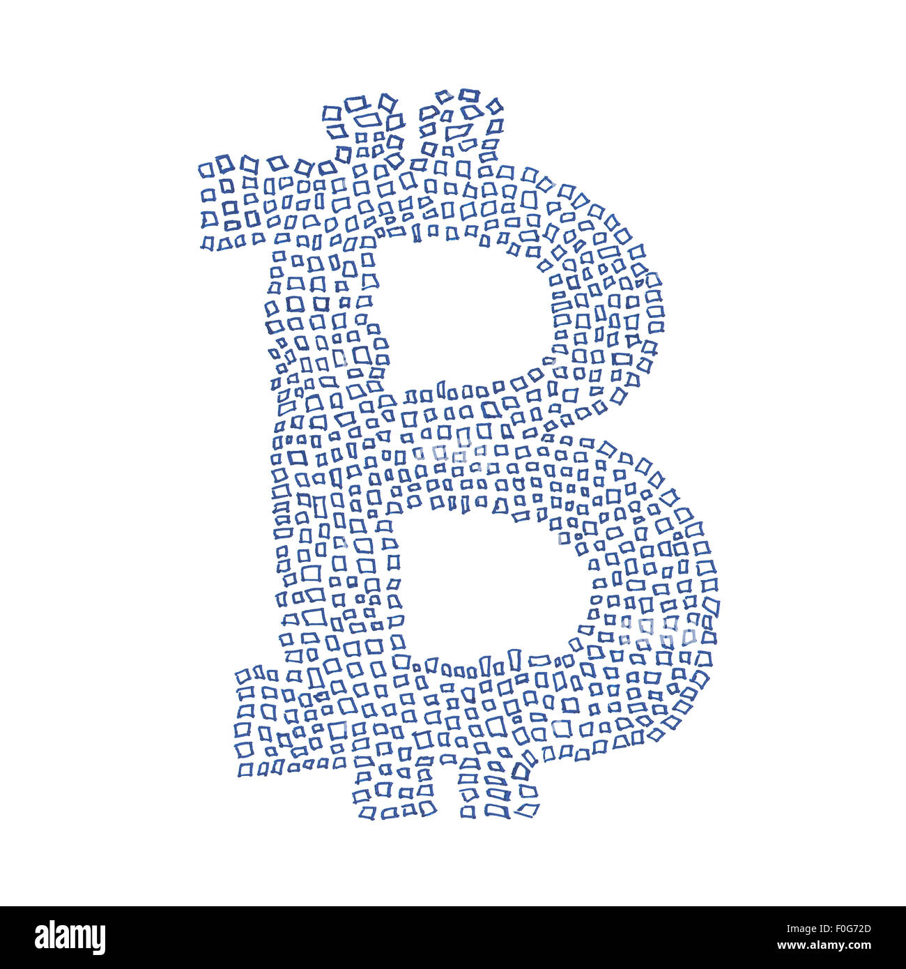 Bitcoin hand-drawn symbol of a digital decentralized crypto currency ...