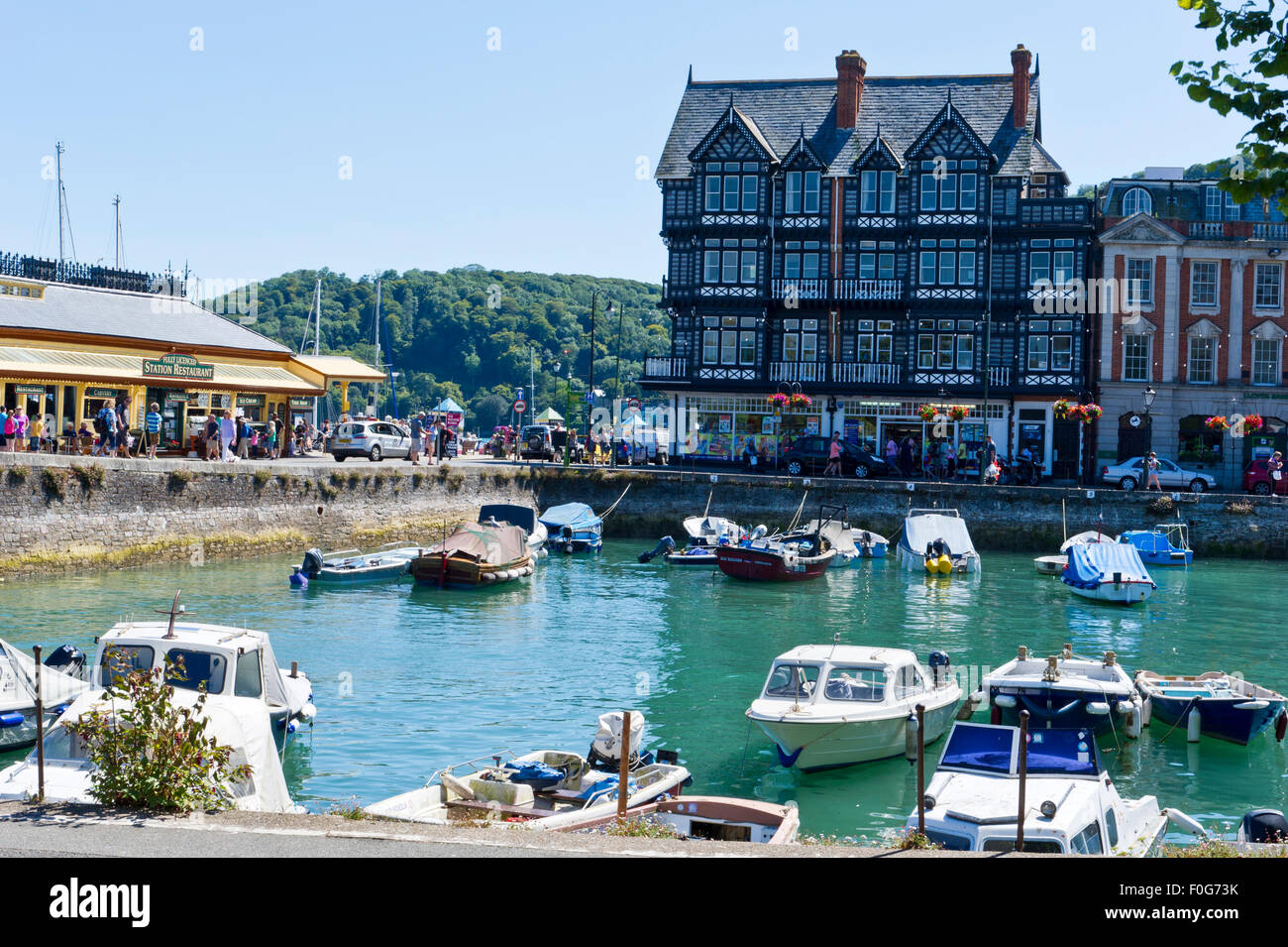 Boats and buildings on the waterfront at Dartmouth, Devon Stock Photo ...