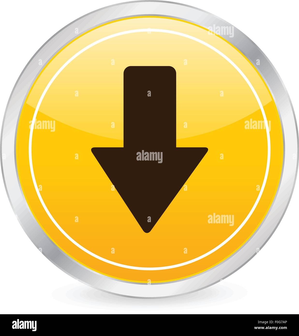 Arrow down yellow circle icon on a white background. Vector ...