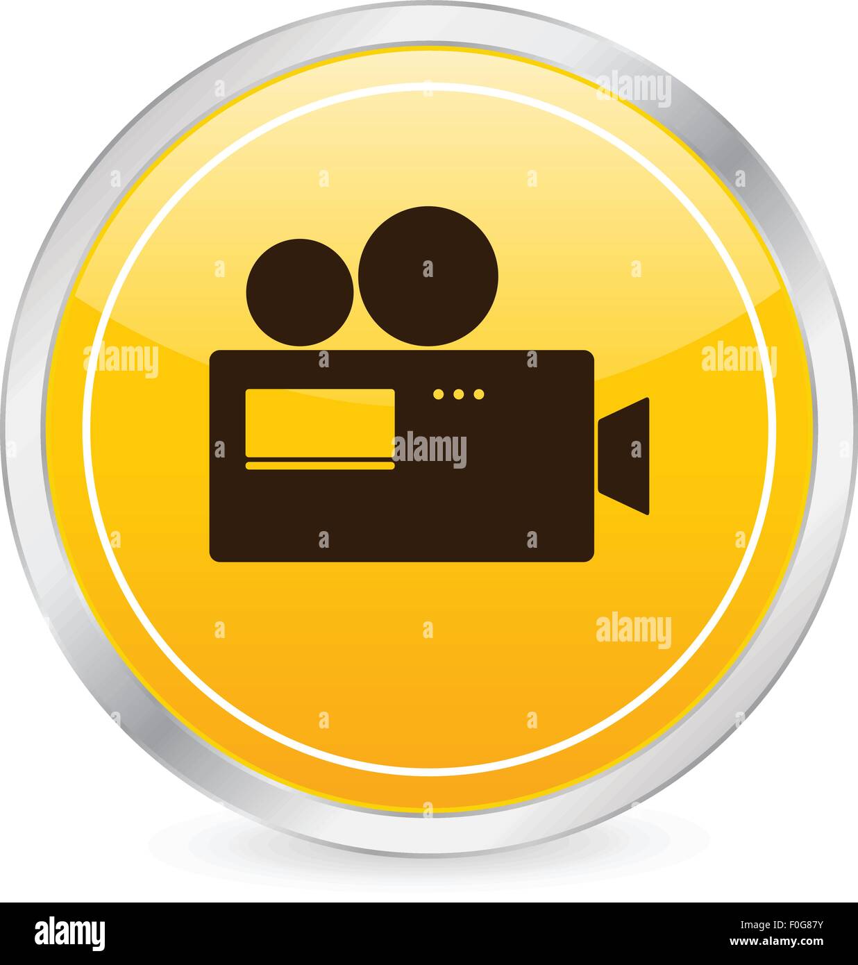 Camera yellow circle icon on a white background. Vector illustration ...