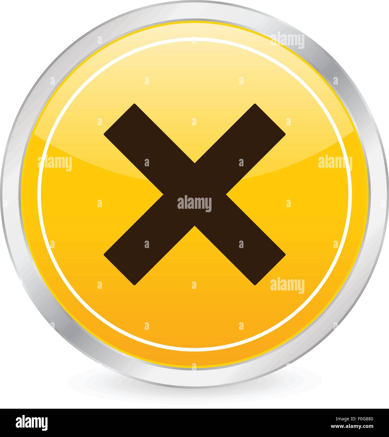 Cancel yellow circle icon on a white background. Vector illustration ...