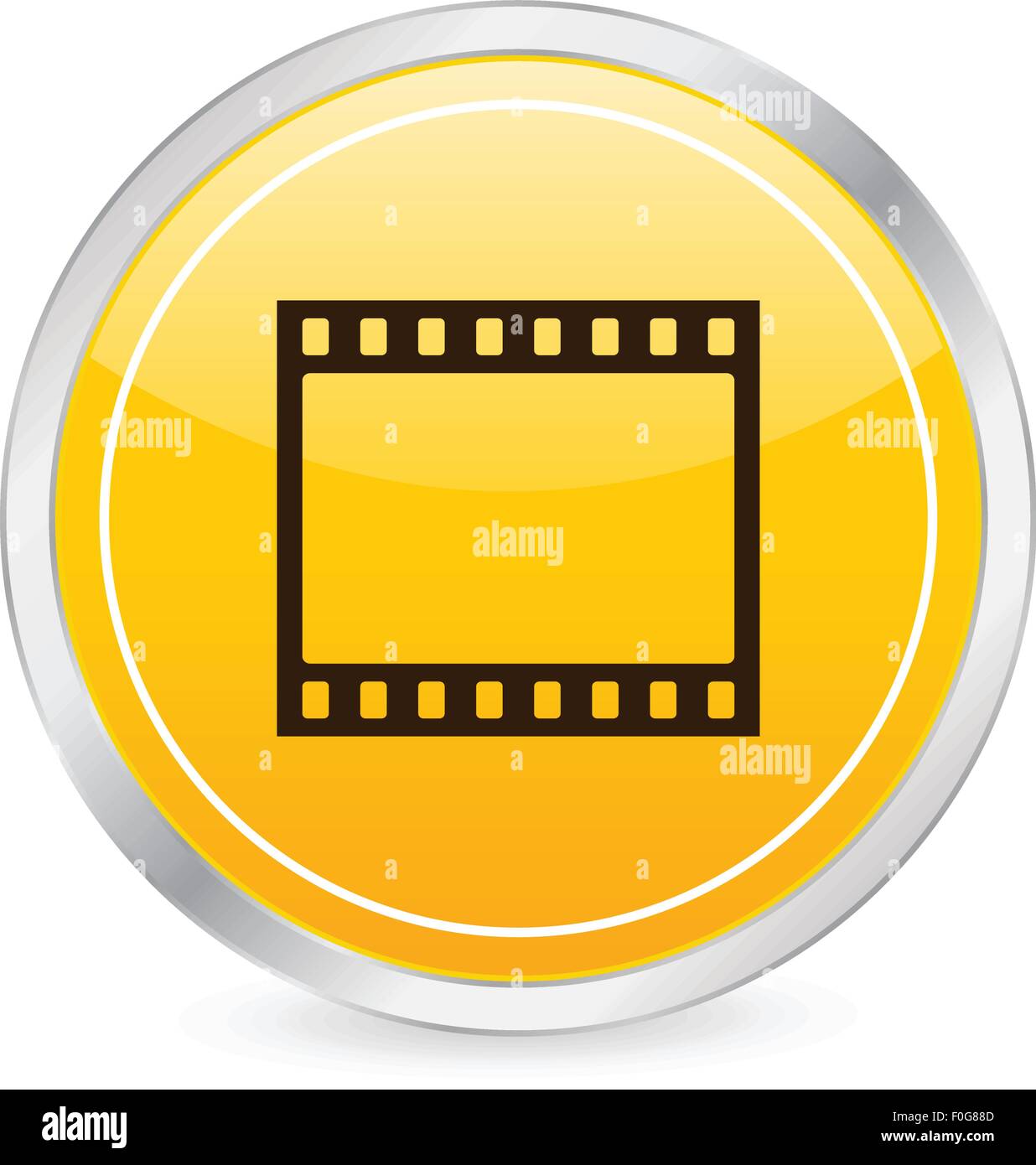 Film strip yellow circle icon on a white background. Vector ...