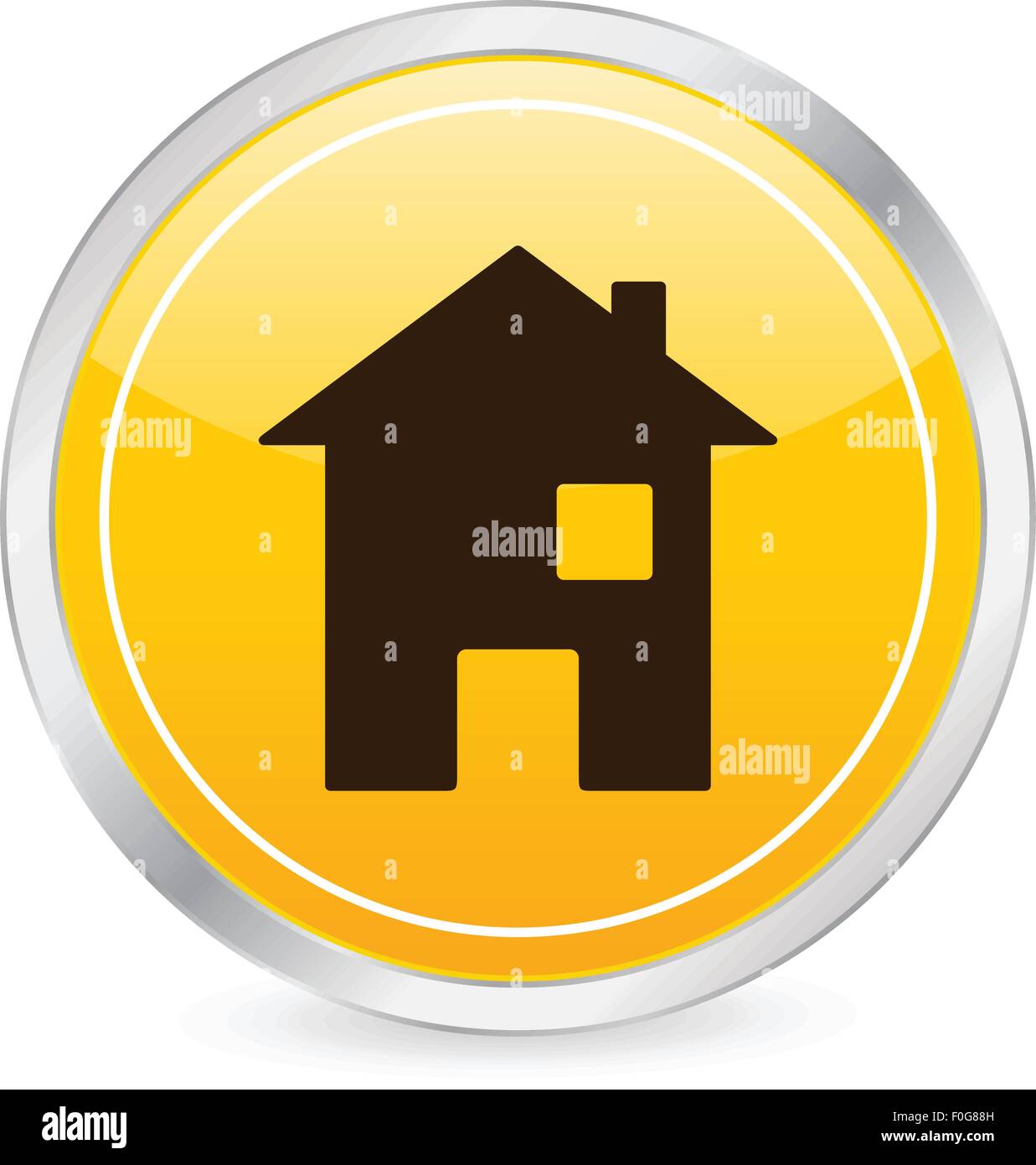 Home yellow circle icon on a white background. Vector illustration ...