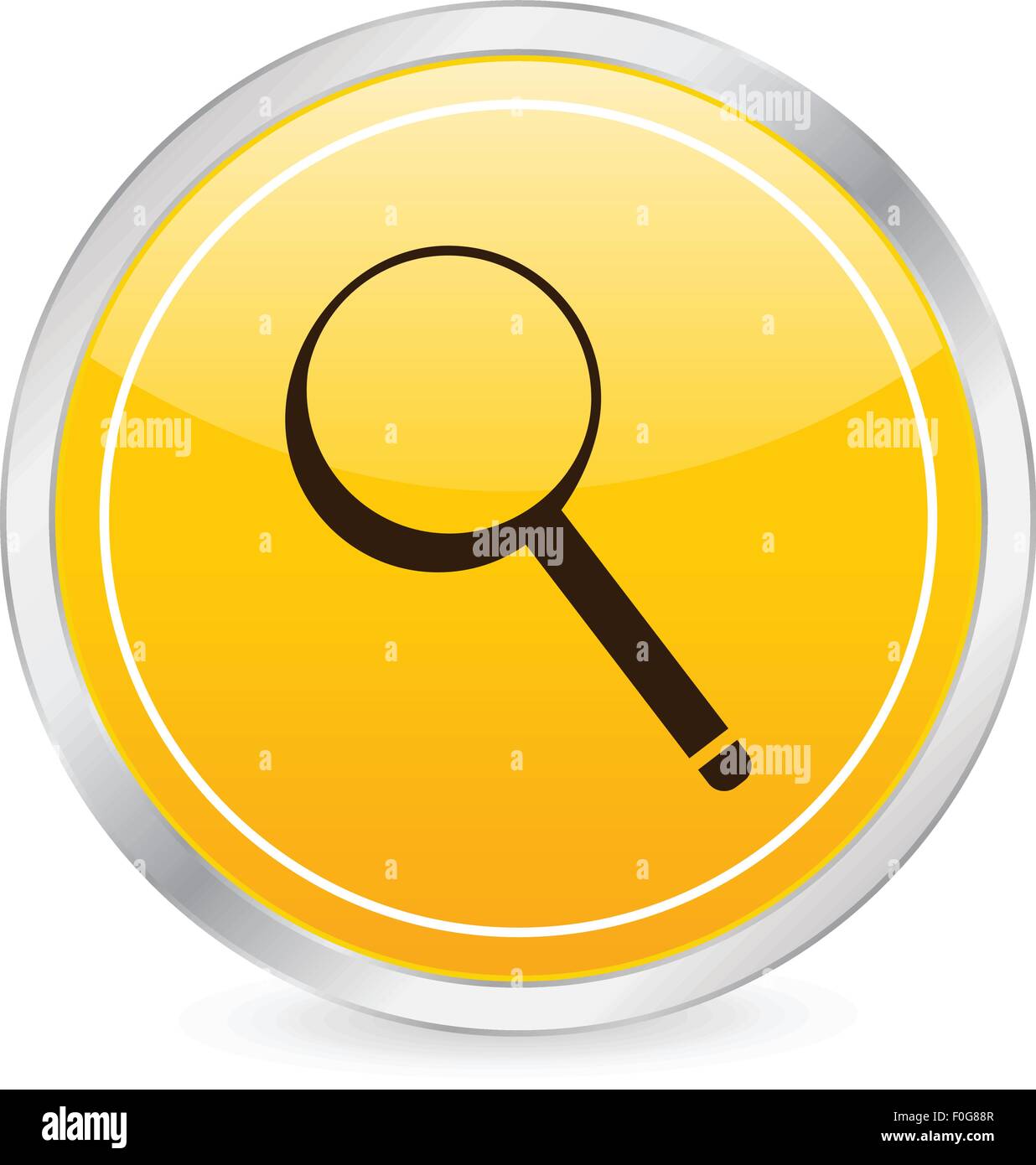 Magnifier yellow circle icon on a white background. Vector illustration ...