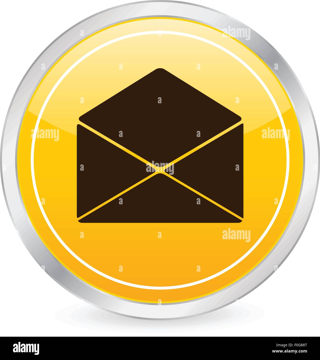 Mail yellow circle icon on a white background. Vector illustration ...