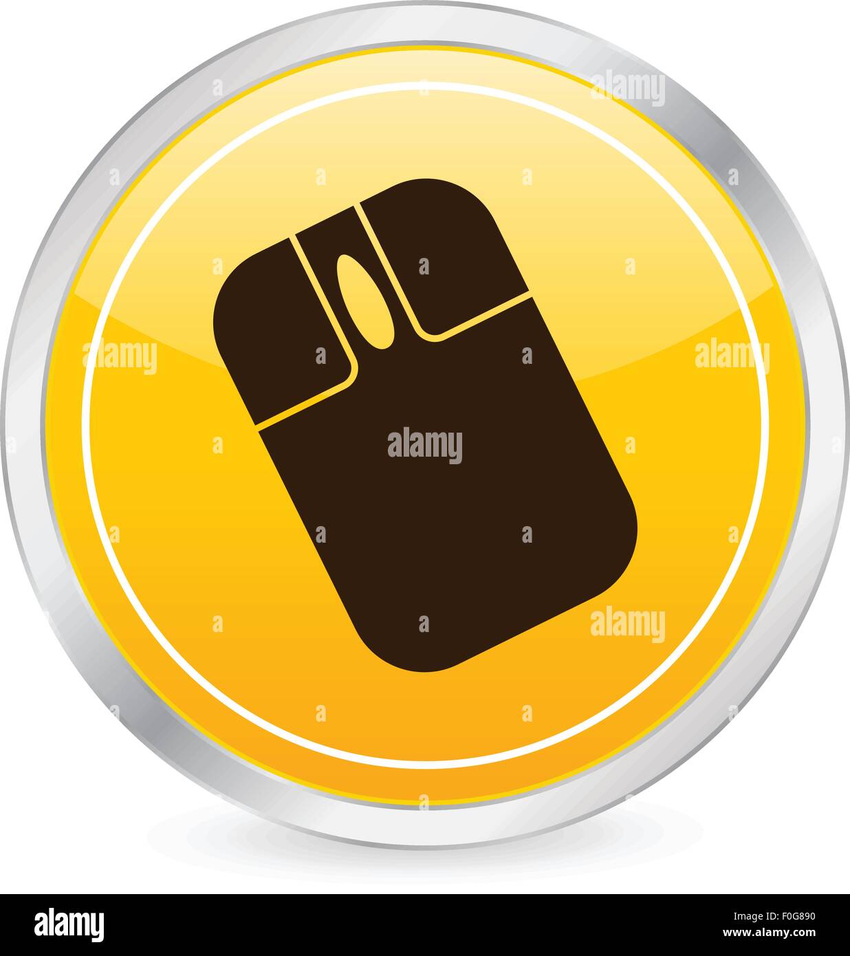 Mouse yellow circle icon on a white background. Vector illustration ...