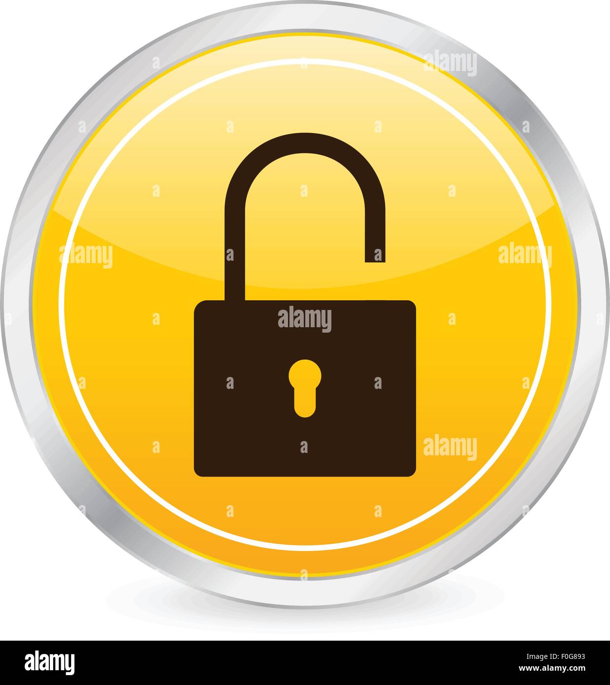 Padlock open yellow circle icon on a white background. Vector ...