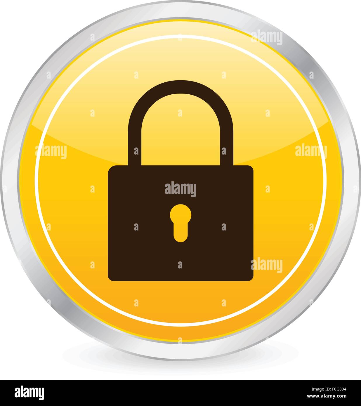 Padlock yellow circle icon on a white background. Vector illustration ...