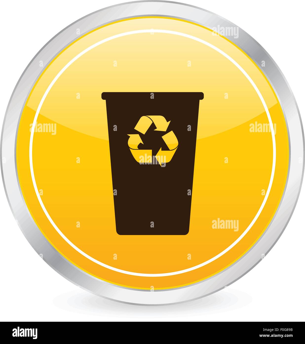 Recycle bin yellow circle icon on a white background. Vector ...
