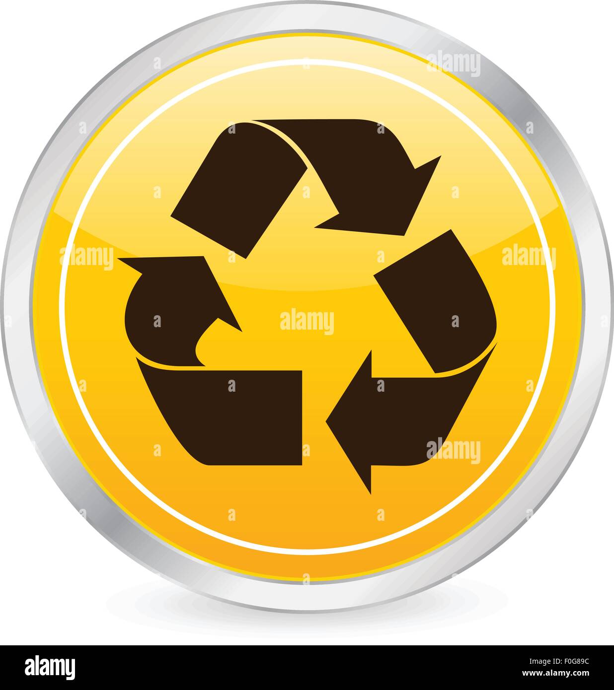 Recycle symbol yellow circle icon on a white background. Vector ...