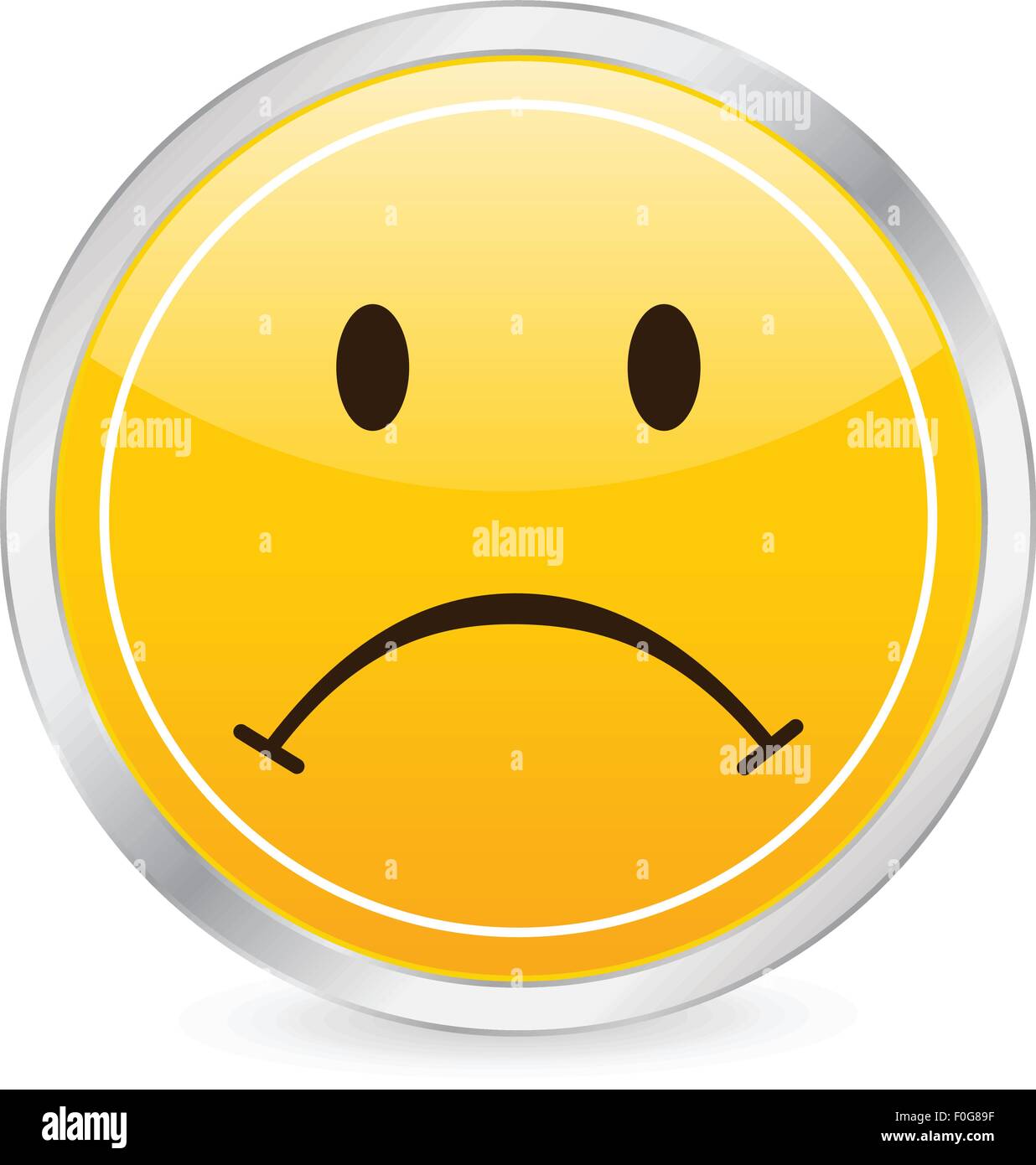 Sad face yellow circle icon on a white background. Vector illustration ...