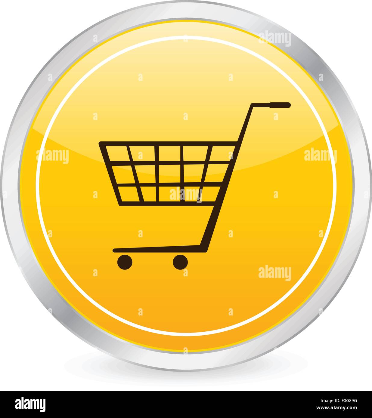 Shopping cart yellow circle icon on a white background. Vector ...