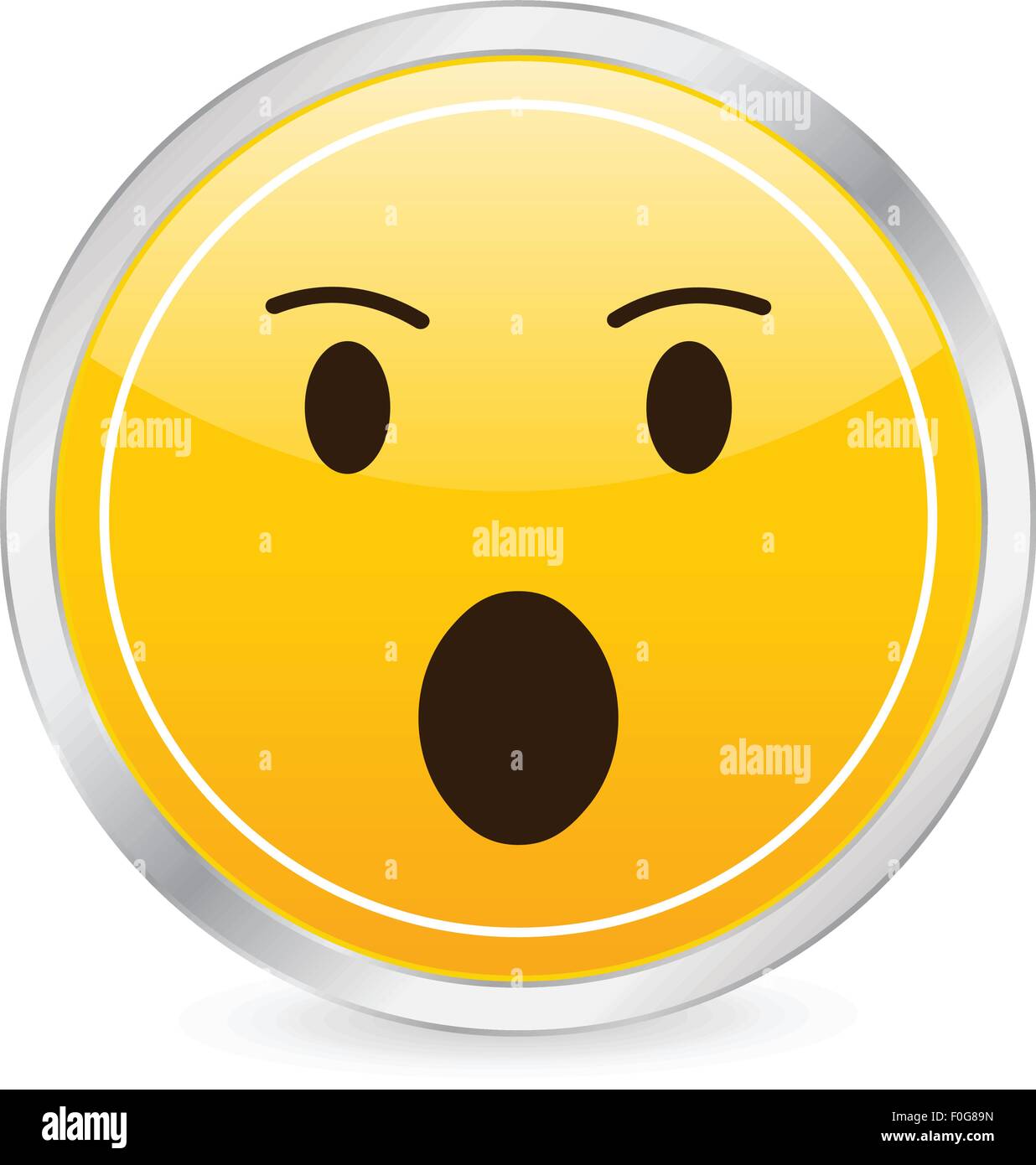 Surprised face yellow circle icon on a white background. Vector ...