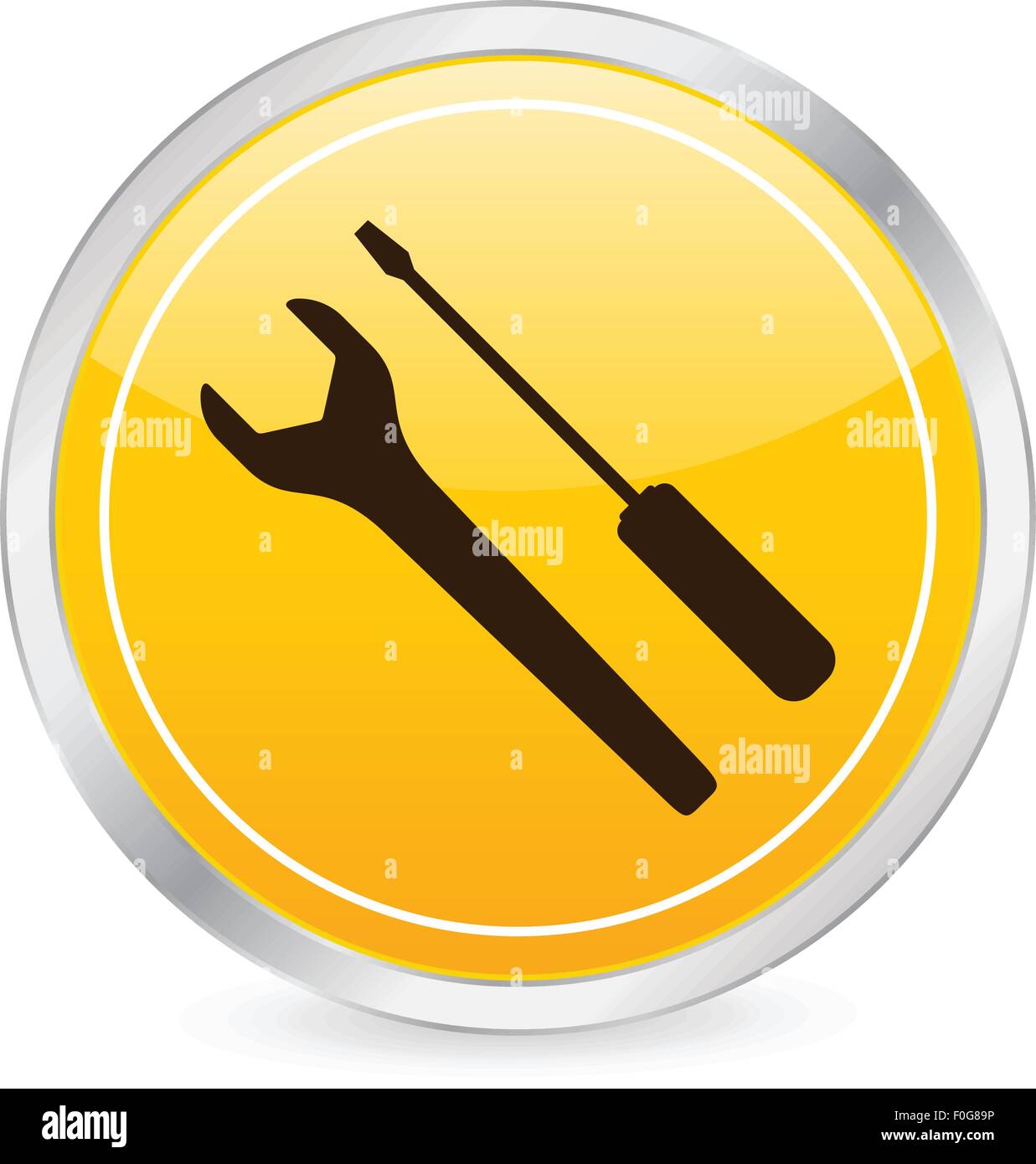 Tool yellow circle icon on a white background. Vector illustration ...