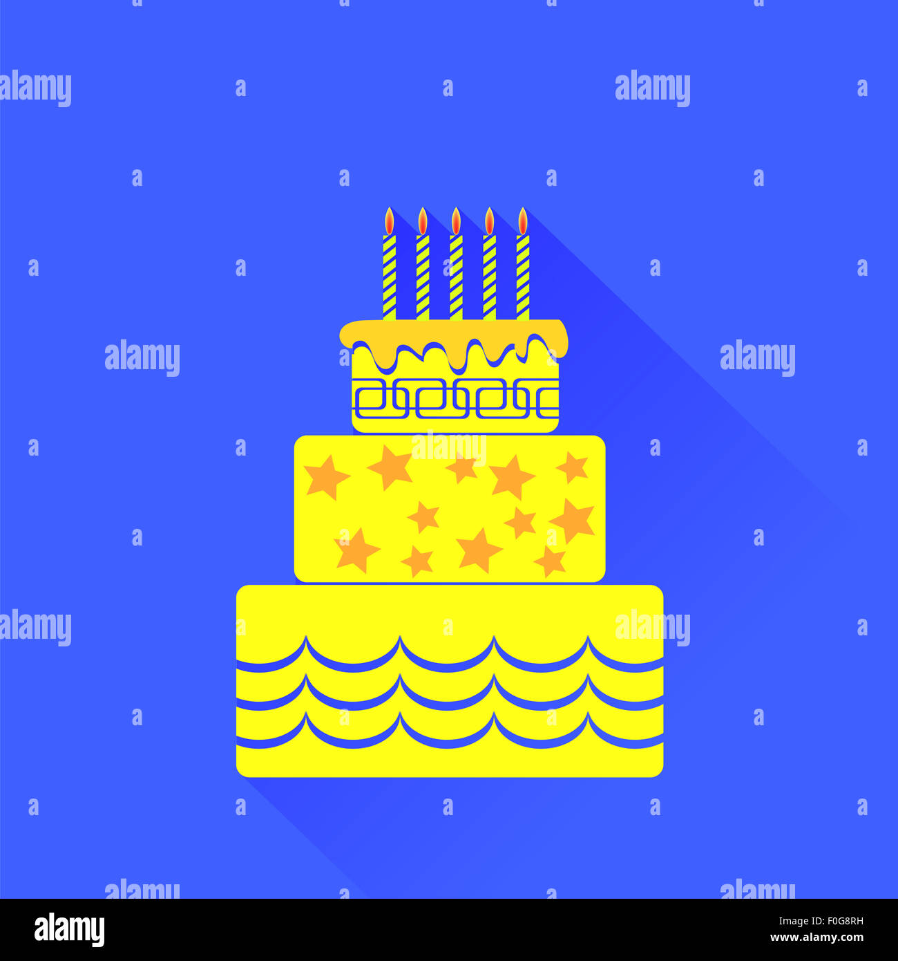 Yellow Birthday Cake Icon Stock Photo - Alamy