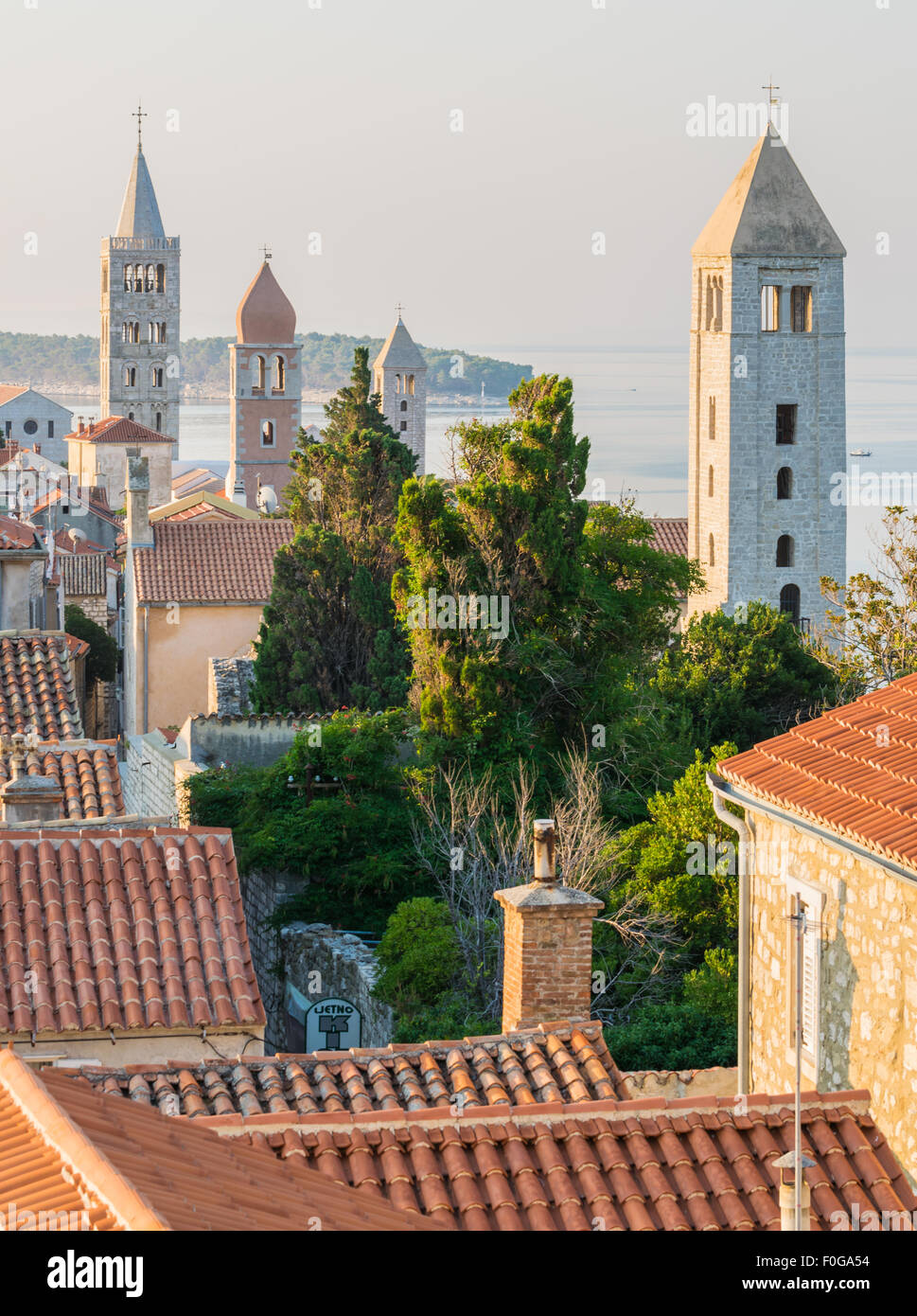 View of the town of Rab, Croatian tourist resort famous for its four ...