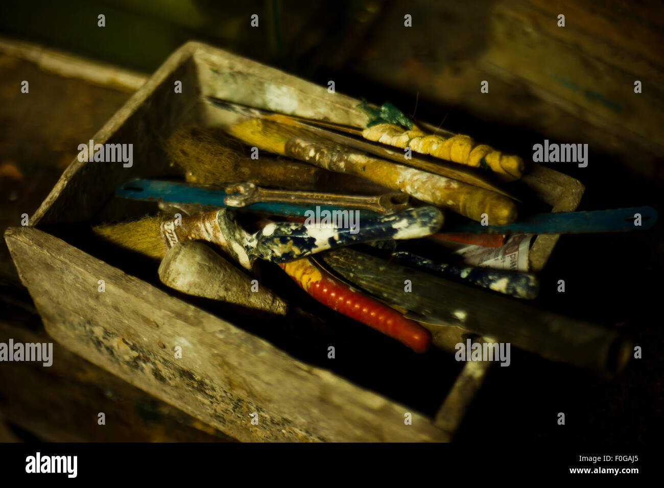 painters tools, brushes in a idol making studio Stock Photo - Alamy