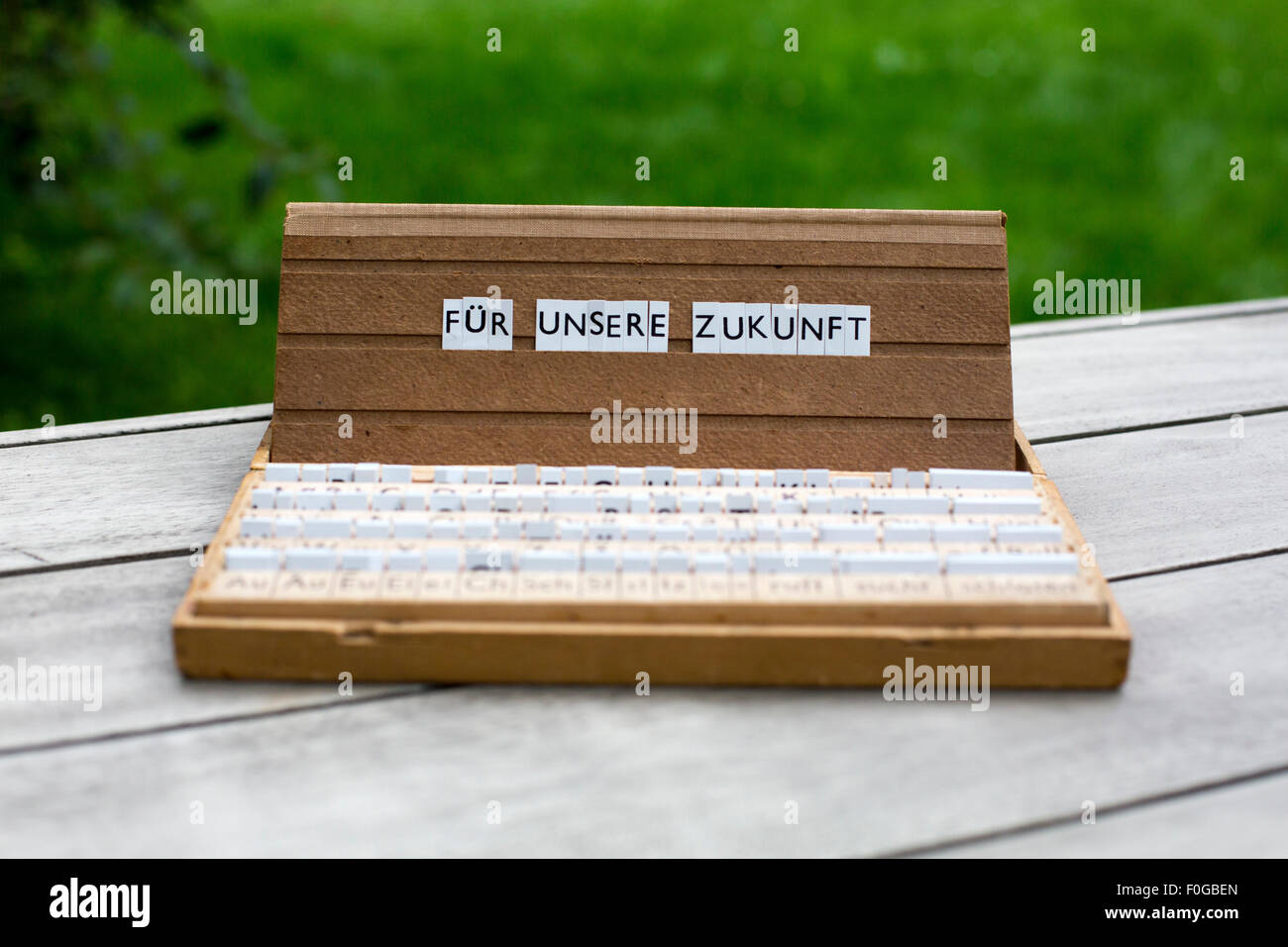 a letterbox with the german text: " Für unsere Zukunft" (for our future ...