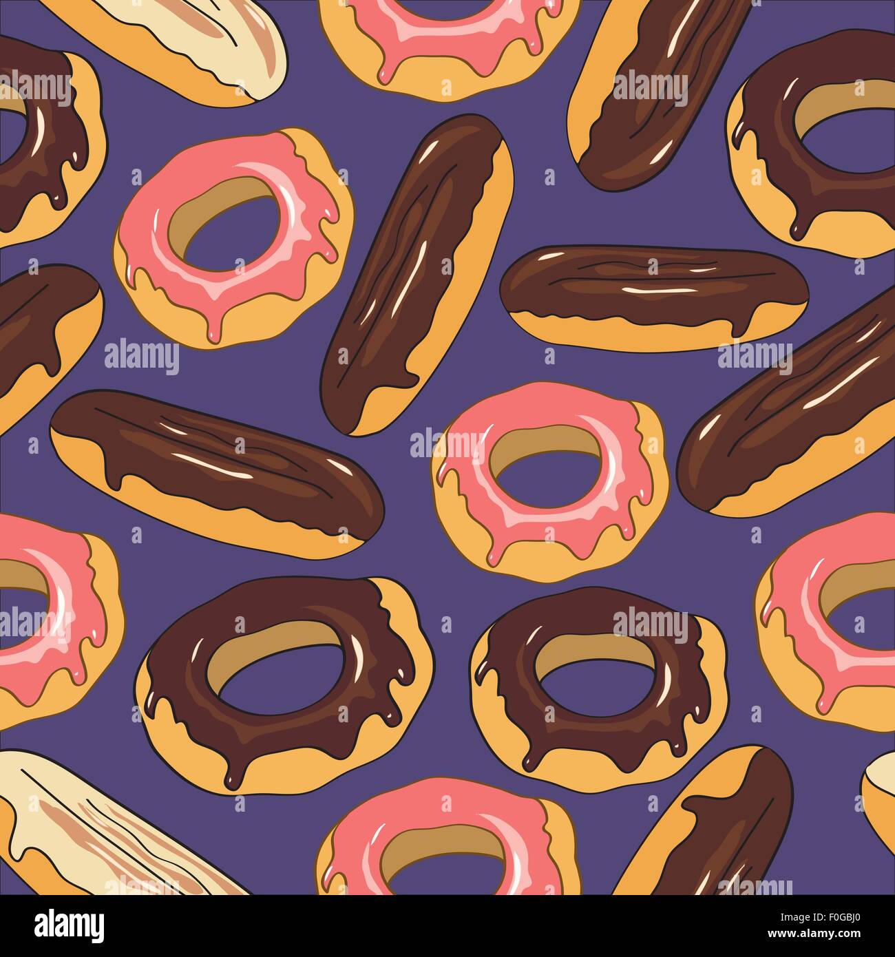 seamless background with eclairs and donuts Stock Vector Image & Art ...