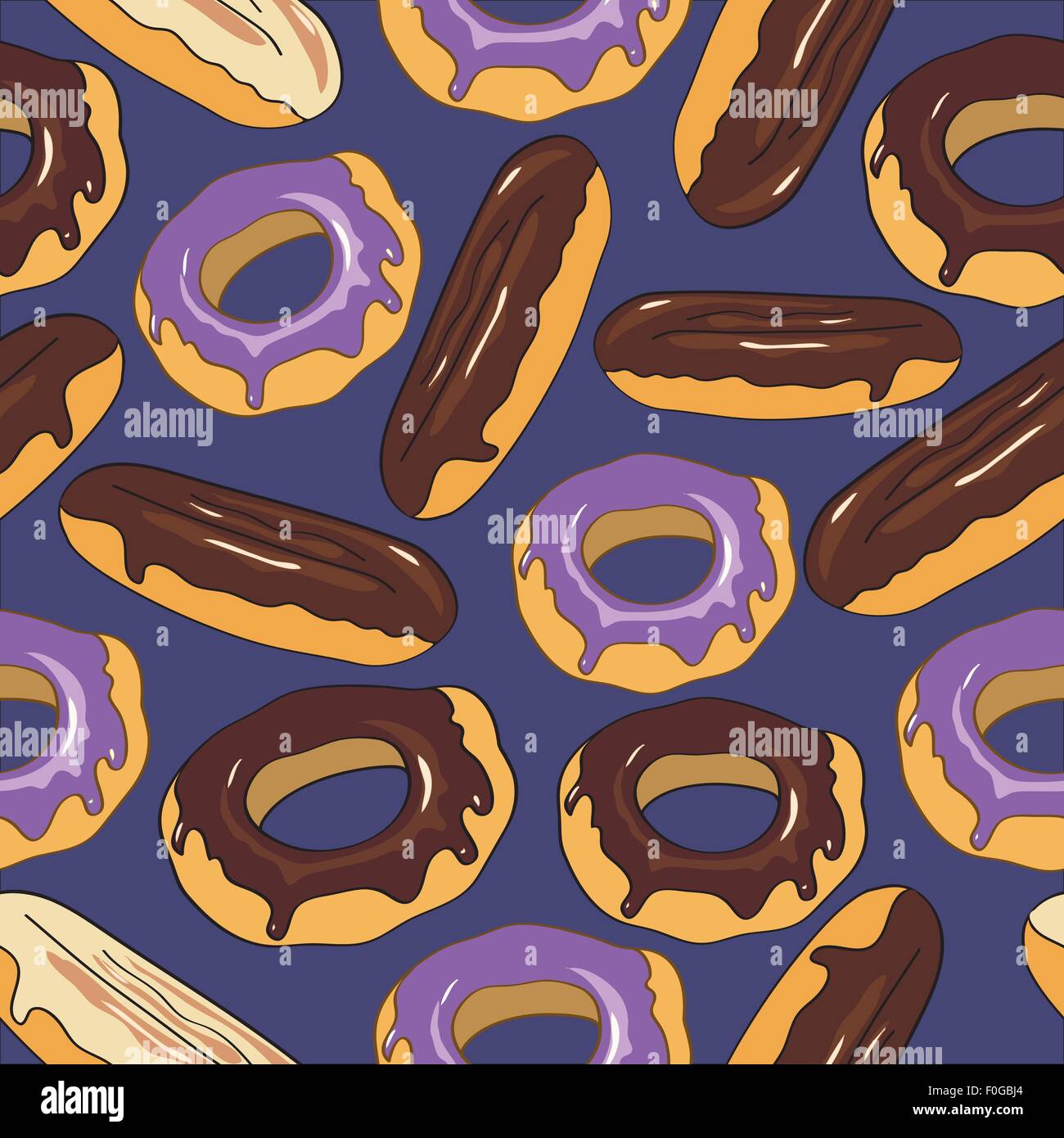 seamless background with eclairs and donuts Stock Vector Image & Art ...