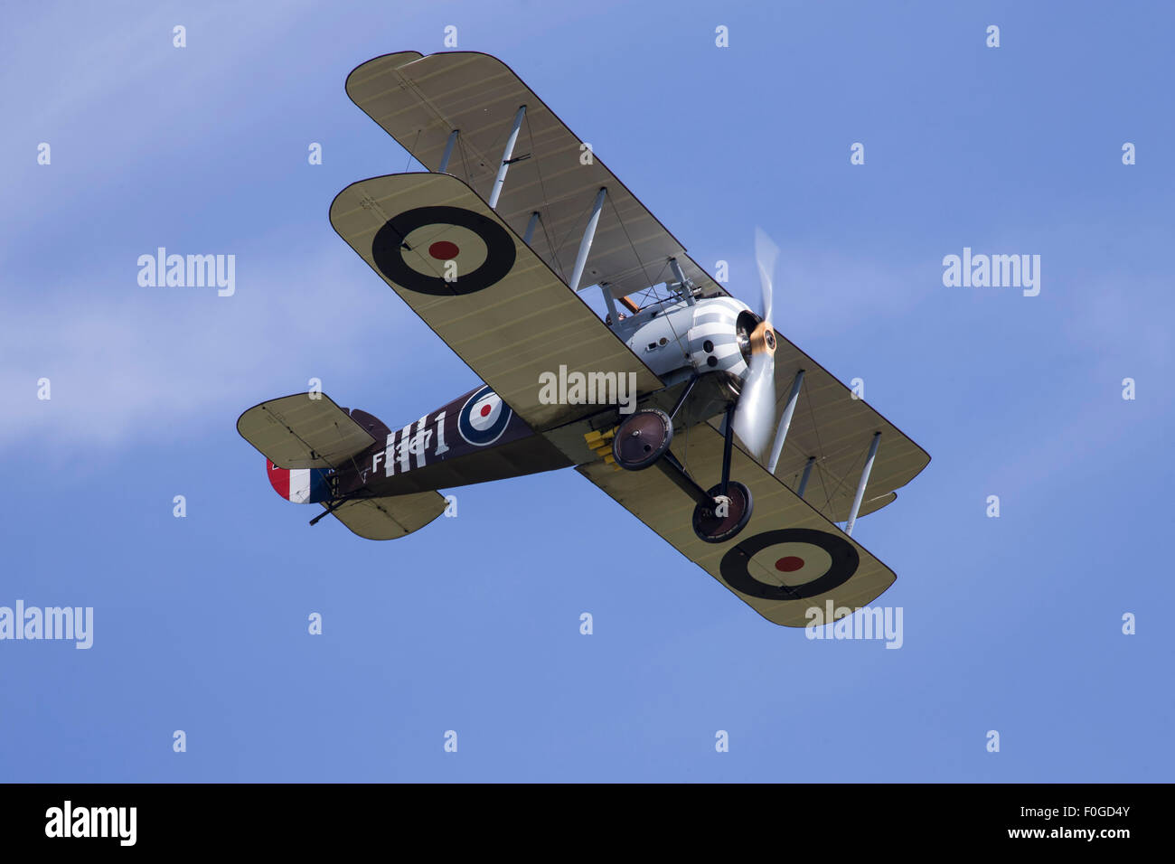 Replica Sopwith Snipe Great War biplane fighter aircraft flying at the ...
