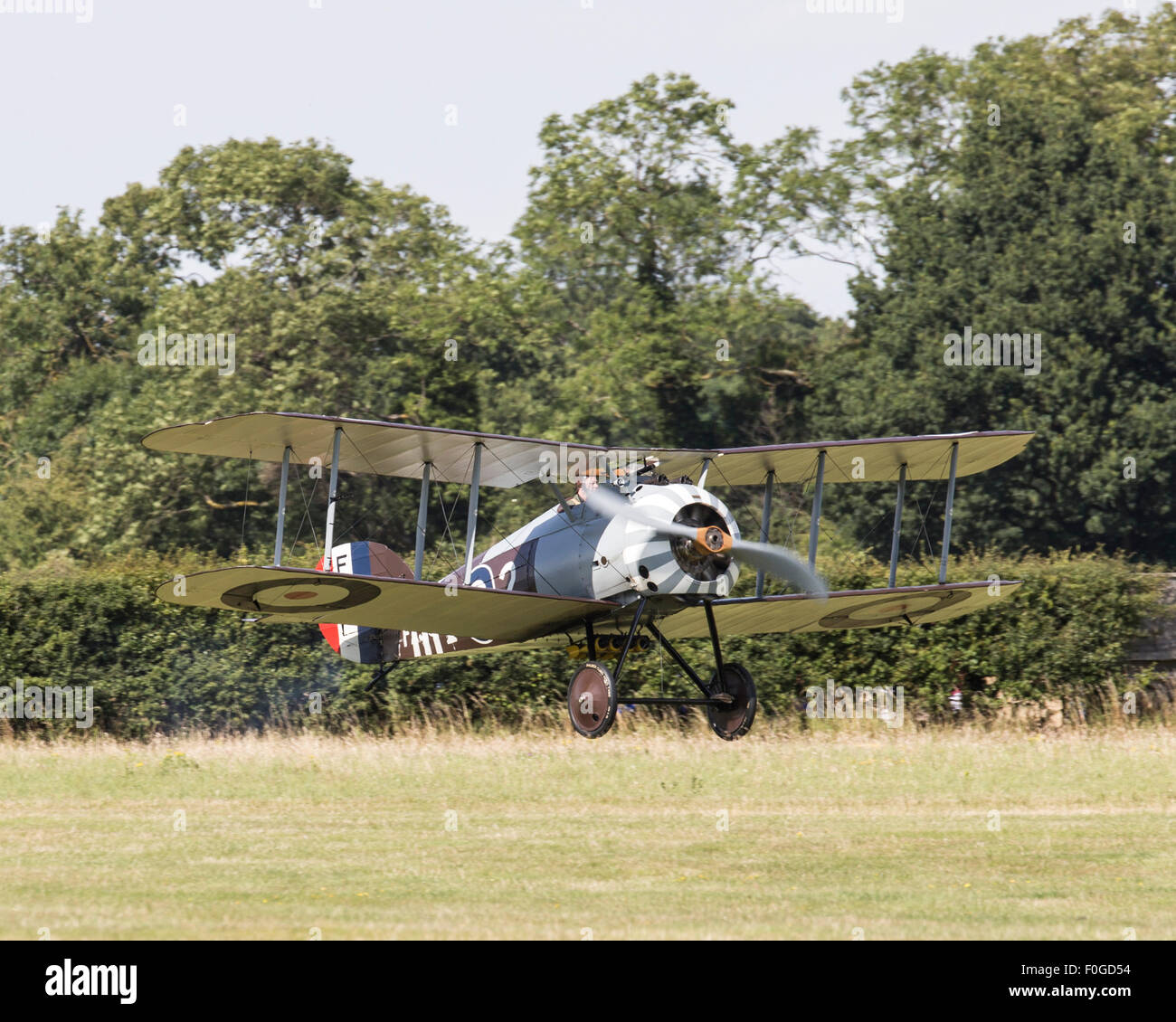 Replica Sopwith Snipe Great War biplane fighter aircraft flying at the ...