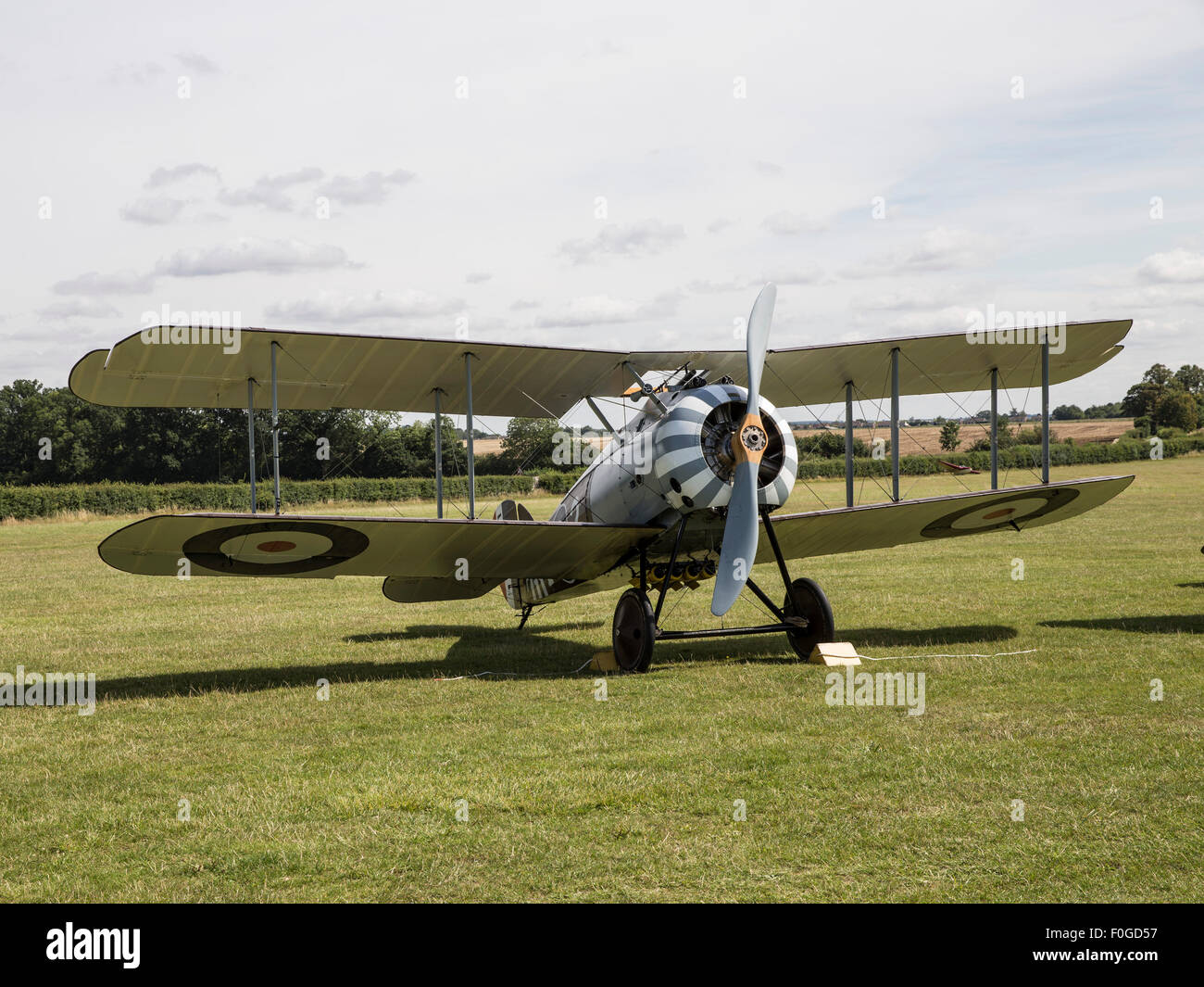 Replica Sopwith Snipe Great War biplane fighter aircraft flying at the ...