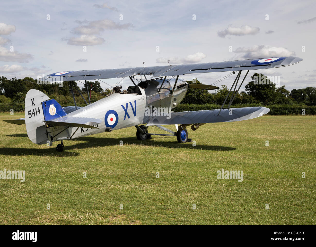 Preserved Hawker Hind biplane bomber aircraft flying at Old Warden ...