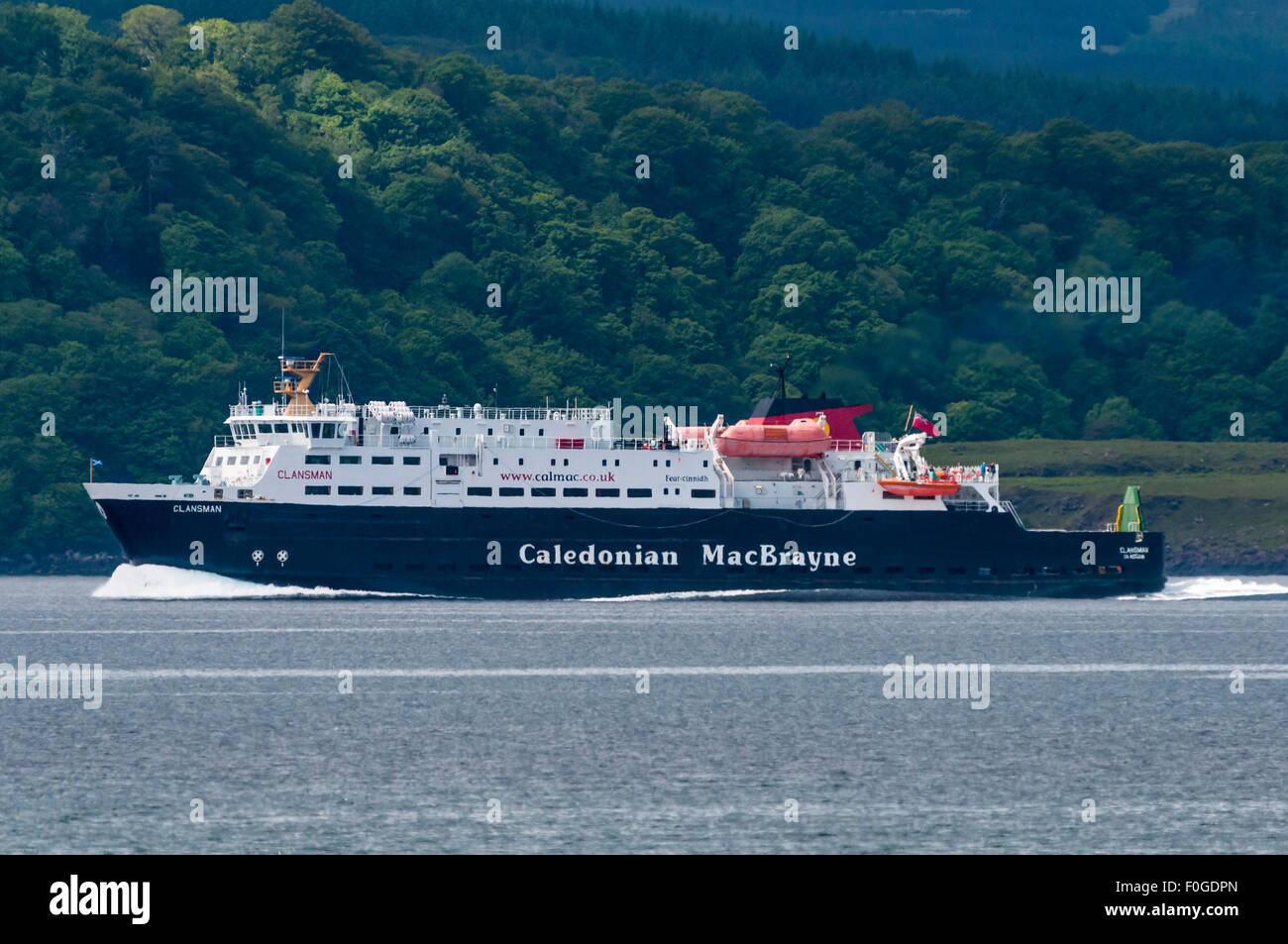 The Caledonian MacBrayne Clyde & Hebridean Ferries,Calmac, MV Clansman, sailing along the Sound ...
