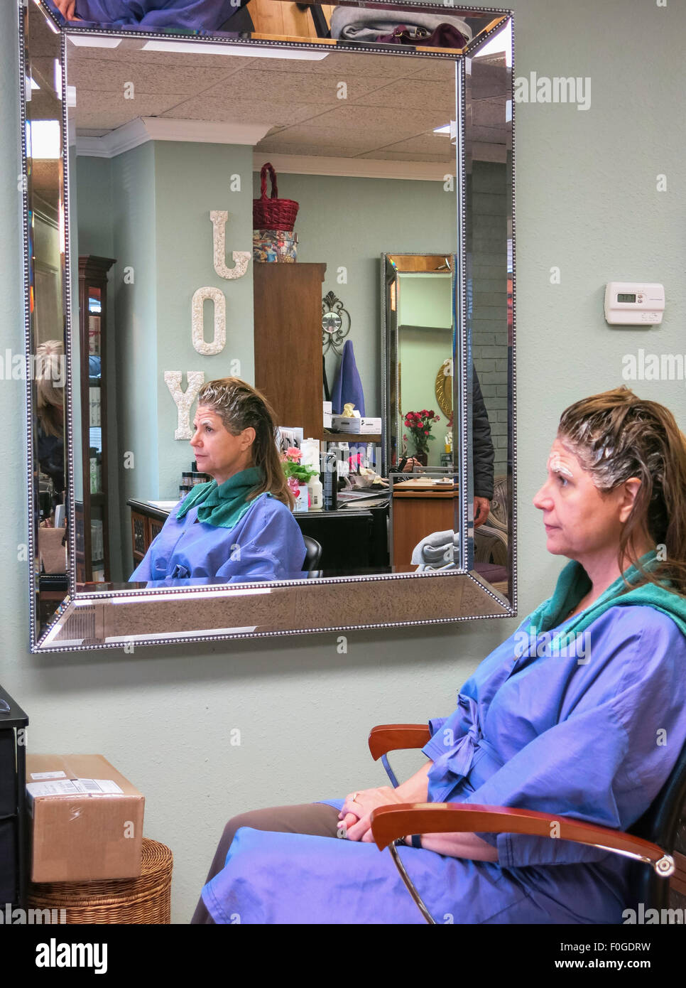 Female Client in Hair Salon, Florida, USA Stock Photo - Alamy