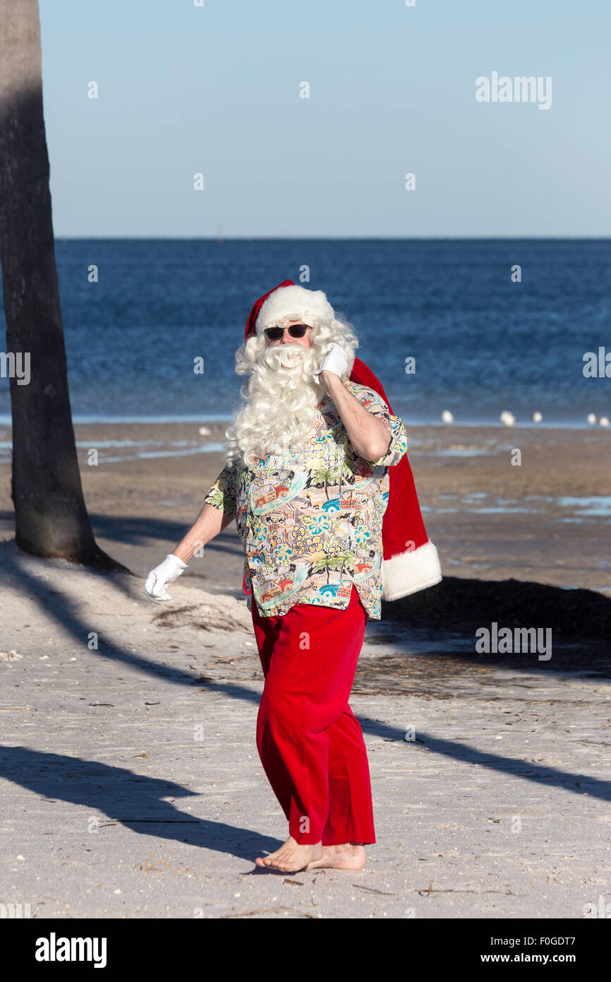 Santa Claus at the Beach on Vacation, Florida, USA Stock Photo - Alamy