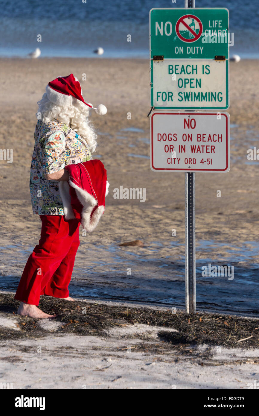 Santa Claus at the Beach on Vacation, Florida, USA Stock Photo - Alamy