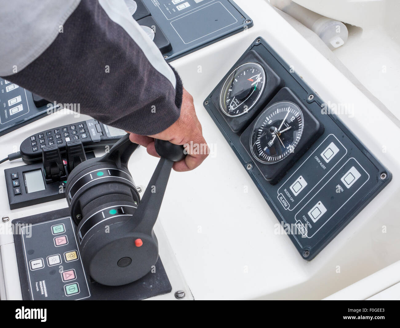 A compass and controls on a modern luxury motor boat Stock Photo - Alamy