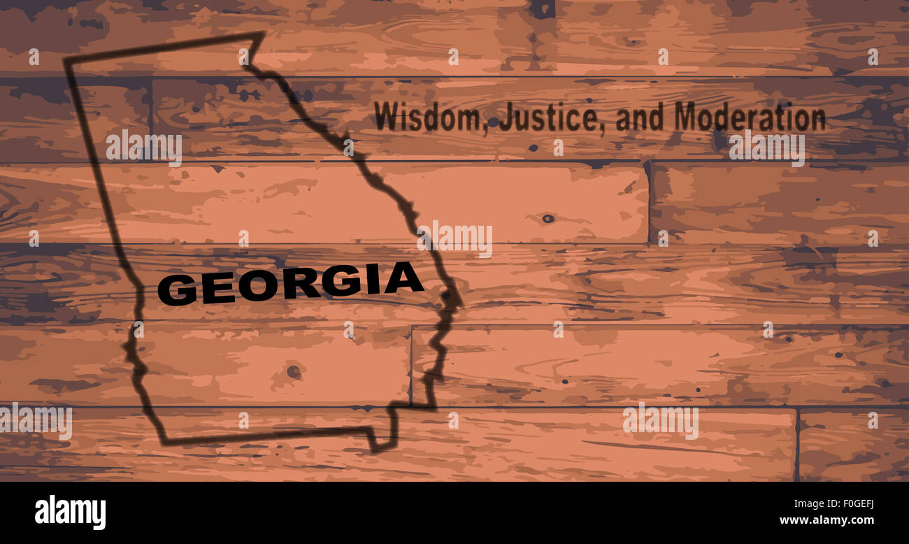 Georgia state map brand on wooden boards with map outline and state ...
