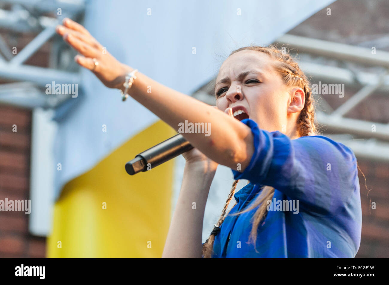 London, UK. 15 August 2015. Upcoming London musician Wølffe performs on ...