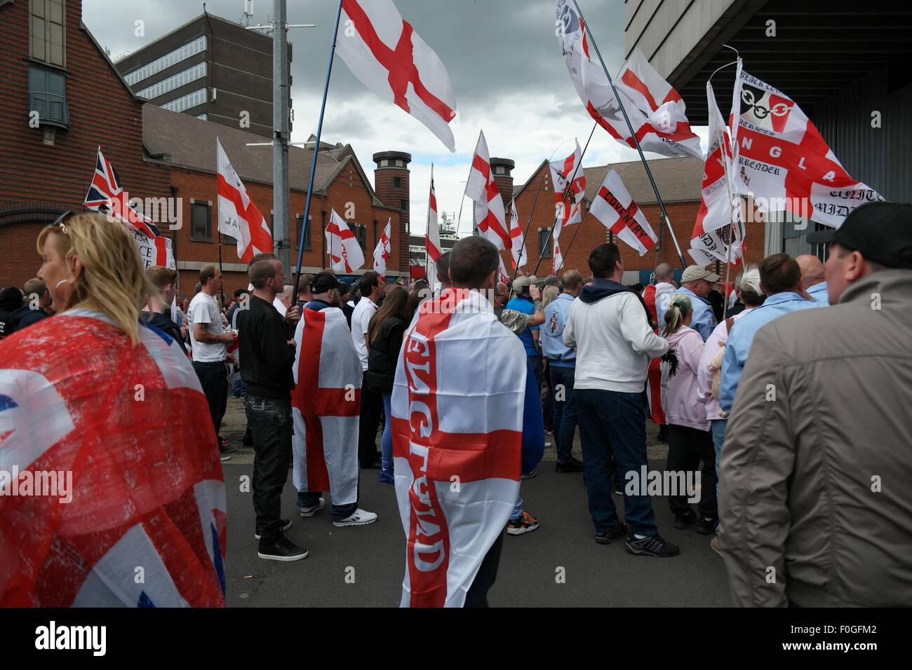 English Defence League ( EDL ) rally in Walsall, England on 15 August ...