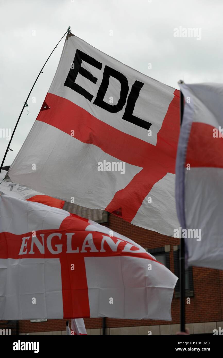 English Defence League ( EDL ) rally in Walsall, England on 15 August ...