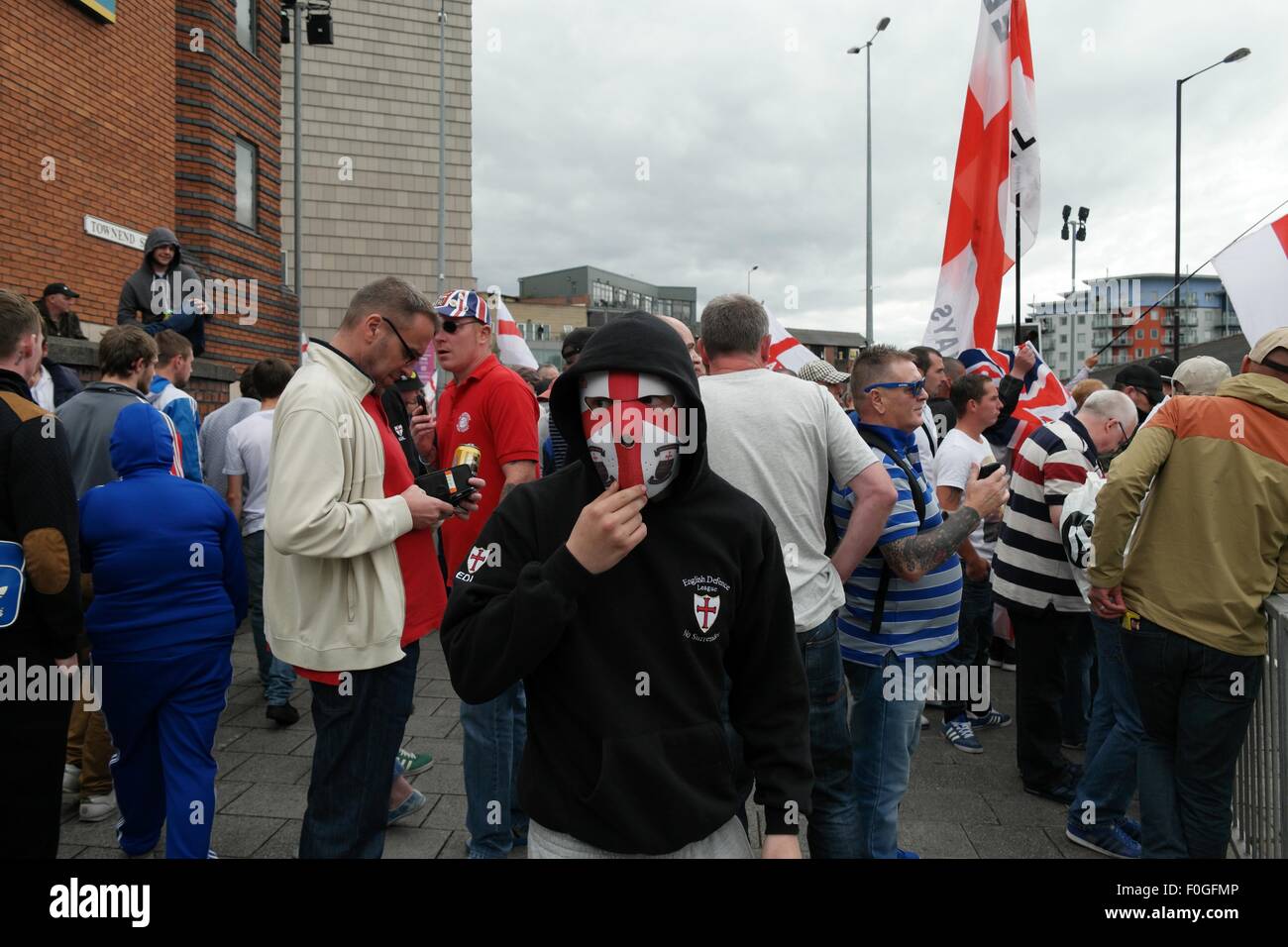 English Defence League ( EDL ) rally in Walsall, England on 15 August ...