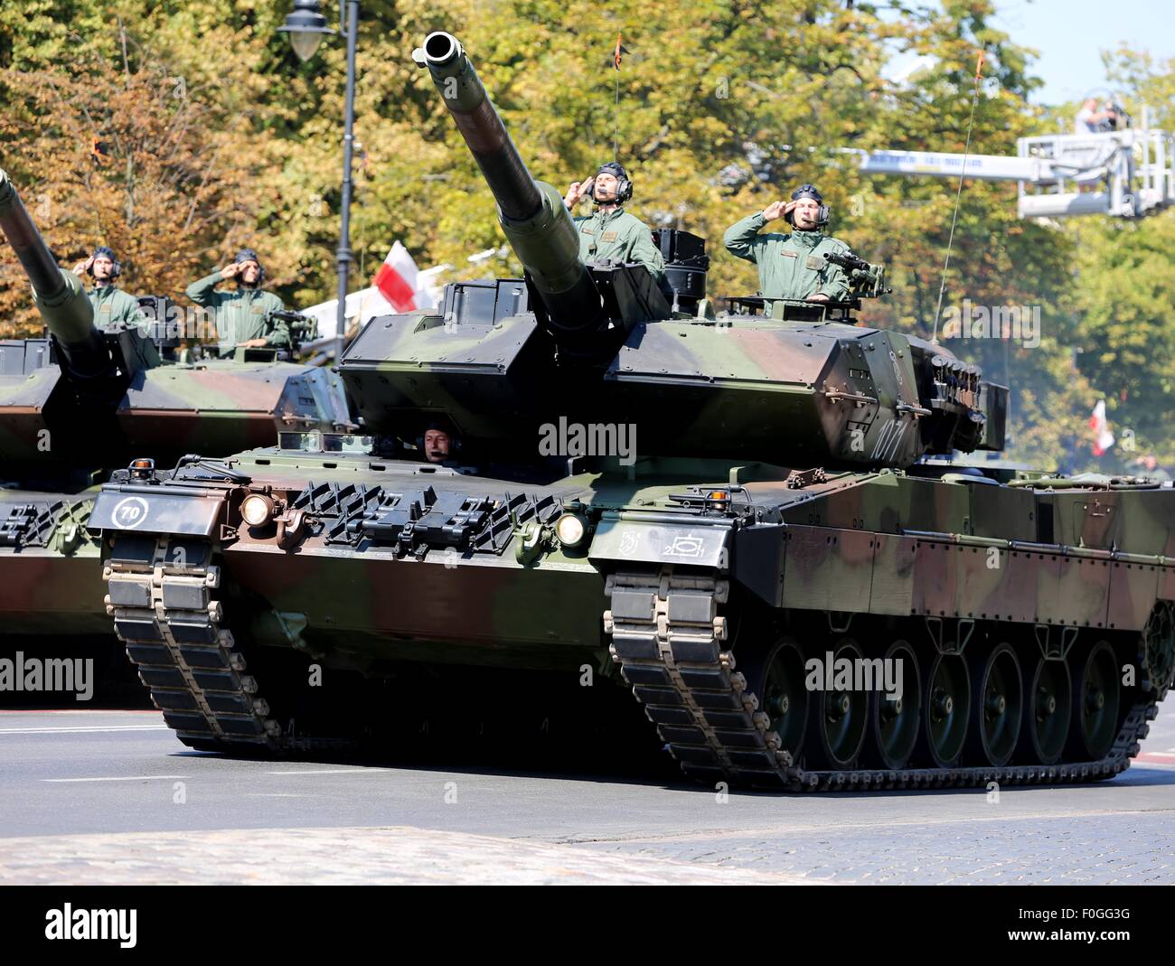 A KTO Rosomak tank is presented during a military parade near the ...
