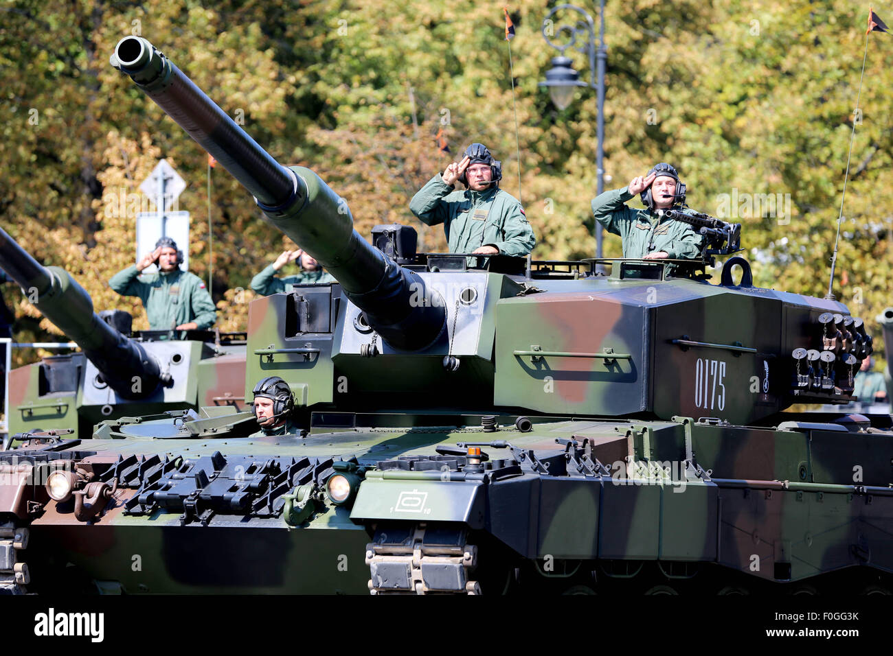 A KTO Rosomak tank is presented during a military parade near the ...