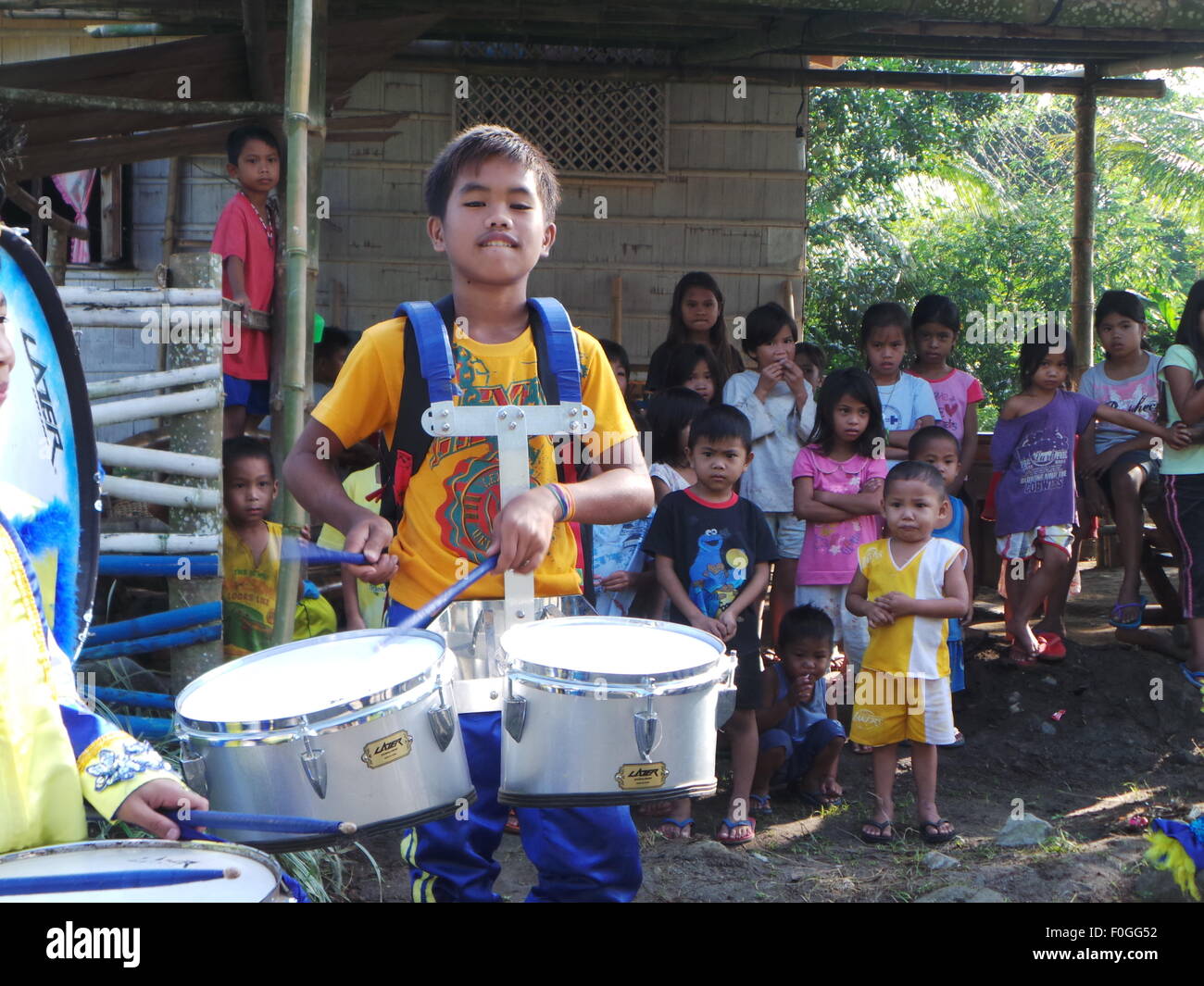 Philippines. 15th Aug, 2015. T'boli kids watching street performances ...