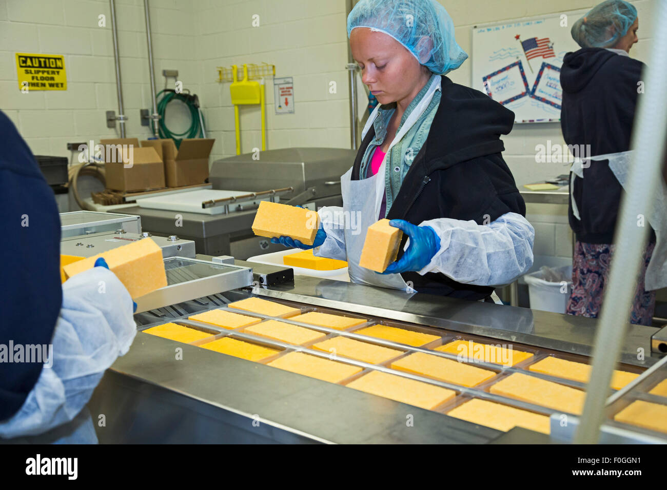 Salt Lake City, Utah - Volunteers package cheese in the dairy at the ...