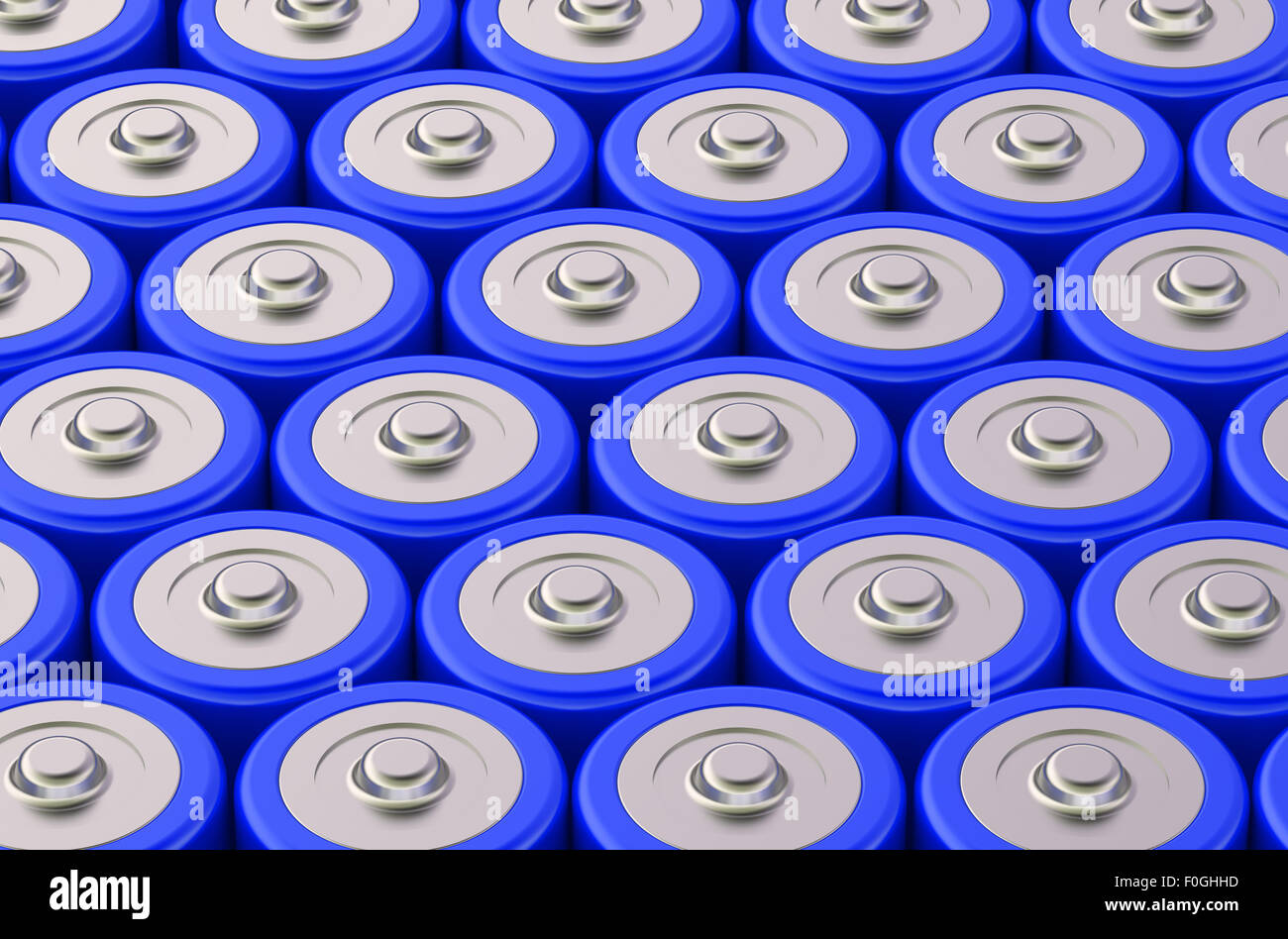 Macro view of blue AA batteries Stock Photo - Alamy