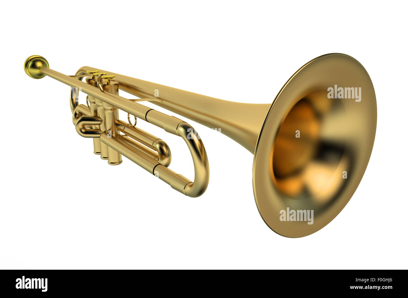 Trumpet closeup isolated on white background Stock Photo - Alamy