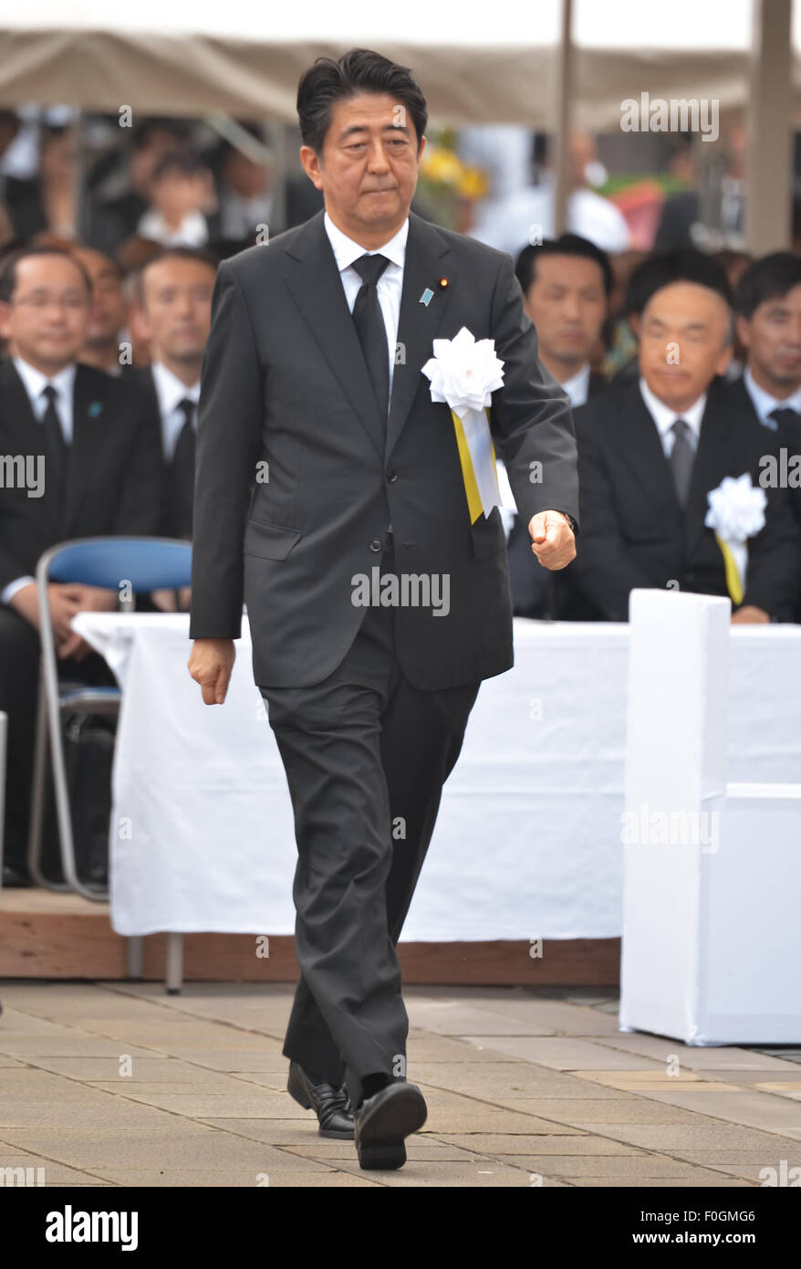 Nagasaki, Japan. 9th Aug, 2015. Japan's Prime Minister Shinzo Abe ...