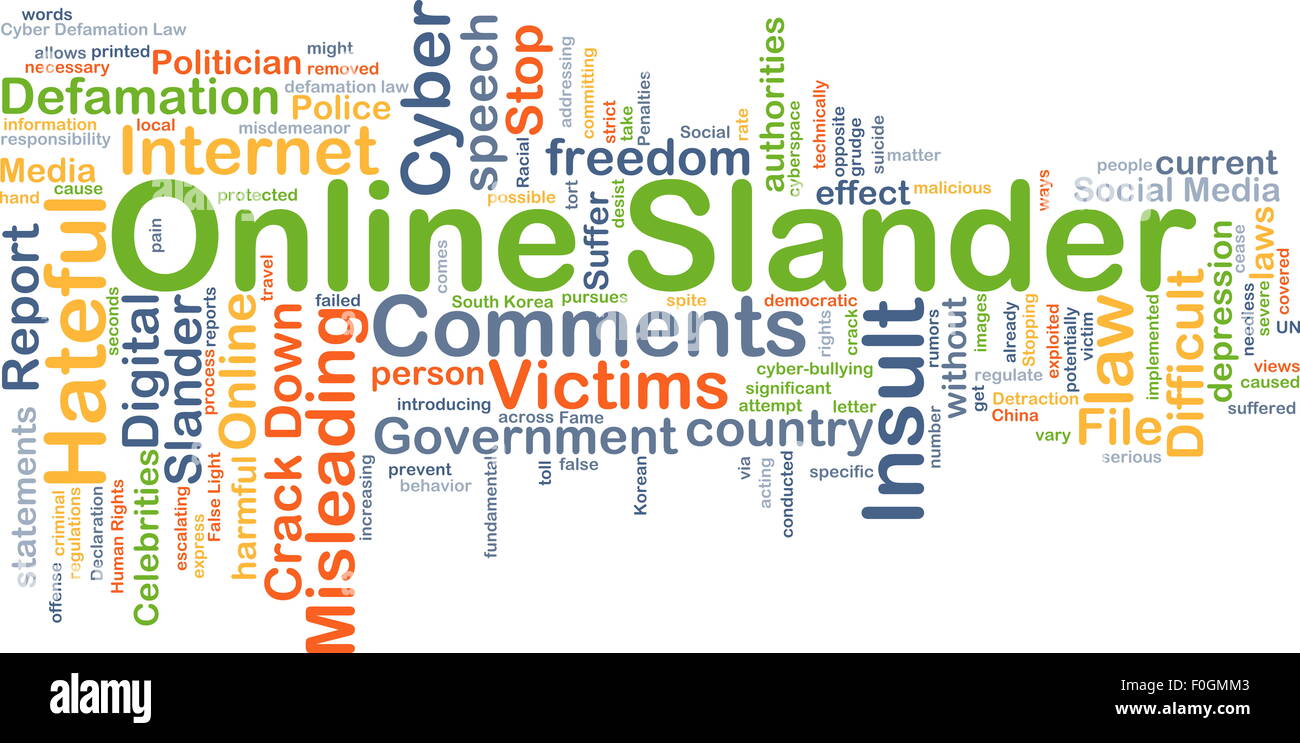 Background concept wordcloud illustration of online slander Stock Photo ...